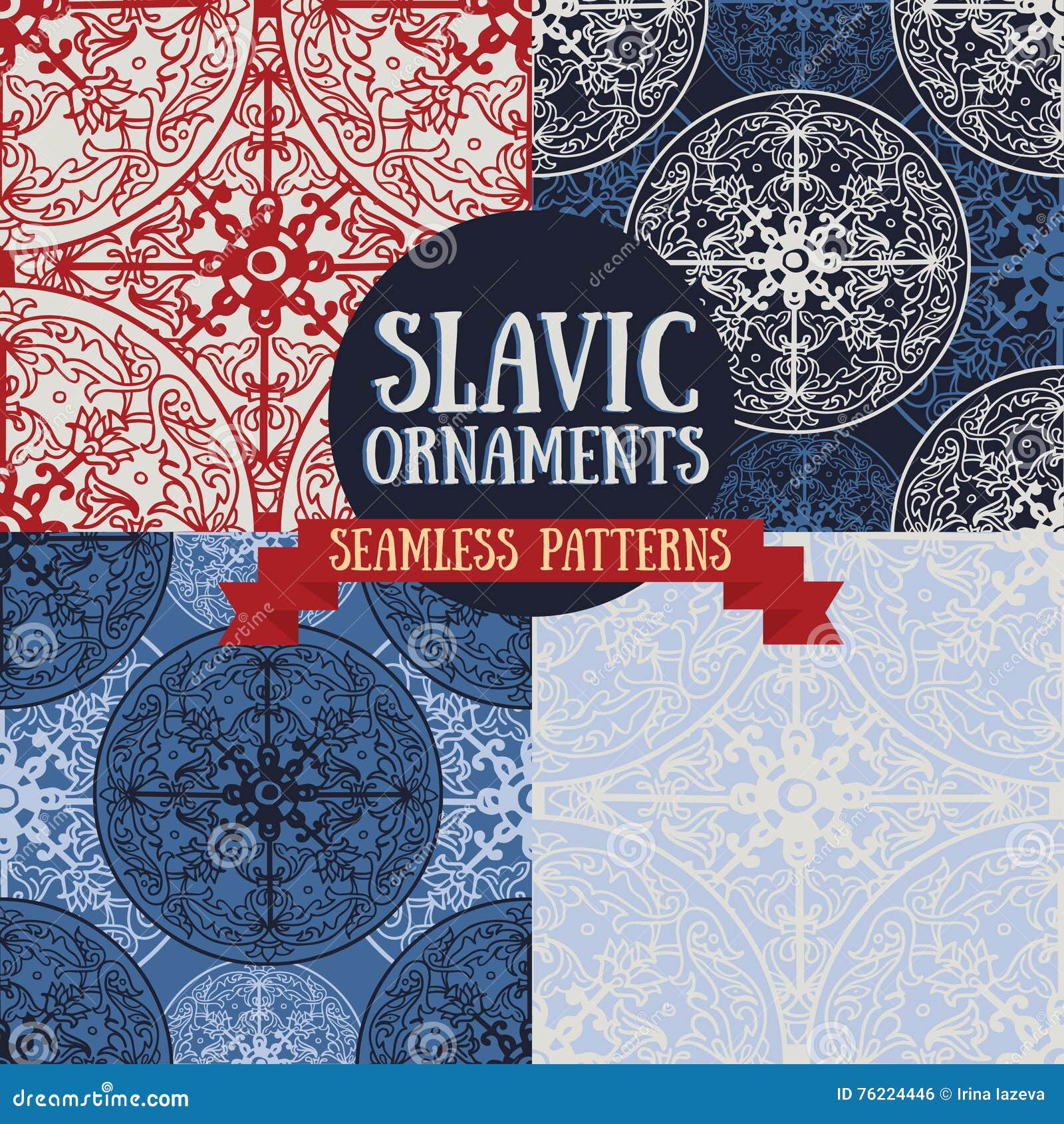 Set of Four Seamless Patterns in Slavic/medieval/ethnic Style Stock ...