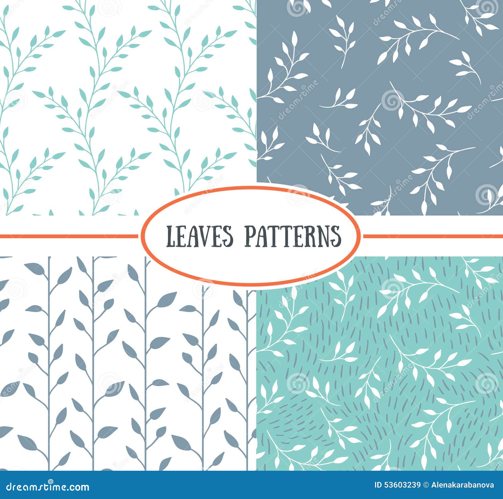 Set of Four Seamless Patterns with Spring Leaf. Stock Vector ...