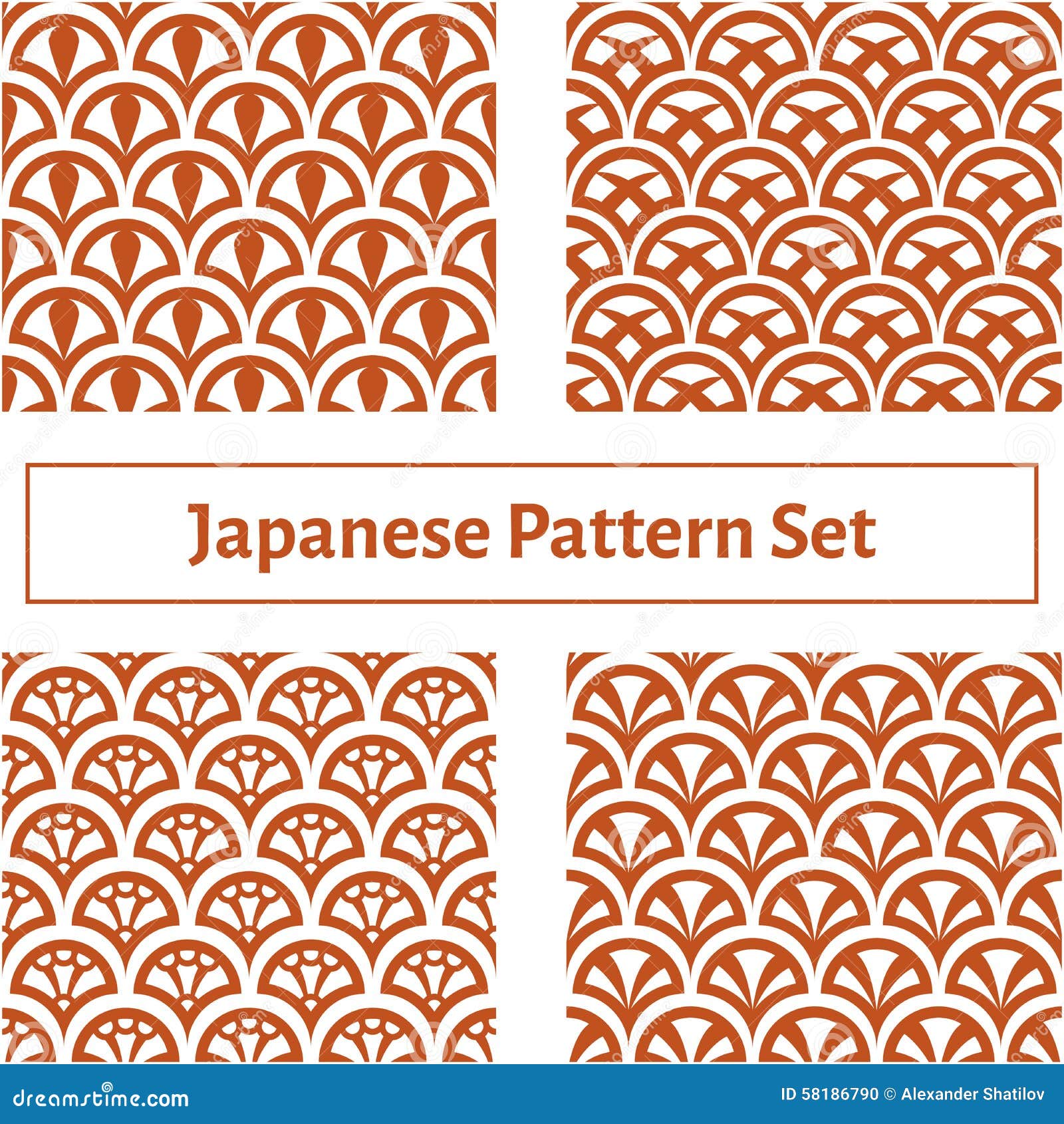 Set of Four Seamless Texture in the Japanese Style Stock Vector ...