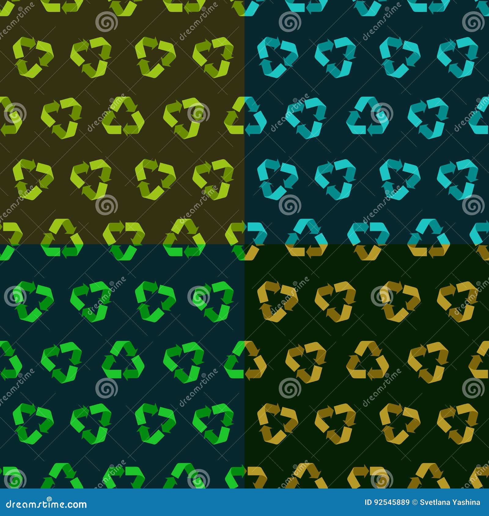 Set of Four Seamless Vector Flat Recycle Backgrounds Stock Vector ...