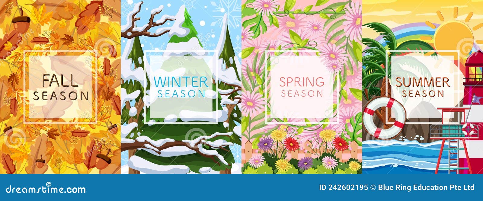 Set of Four Seasons Backgrounds Stock Vector - Illustration of clipart ...