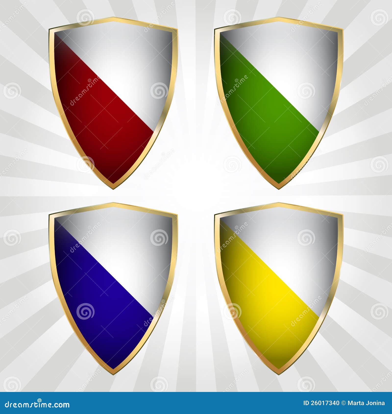 Set of four shields stock vector. Illustration of interface - 26017340