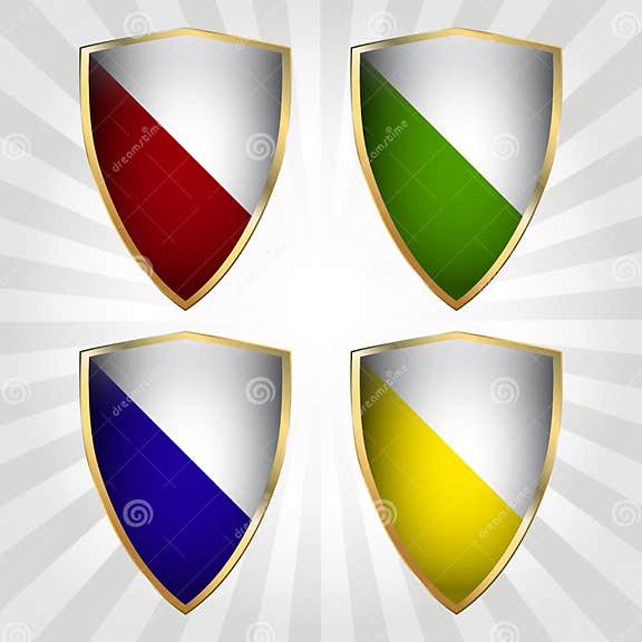 Set of four shields stock vector. Illustration of interface - 26017340