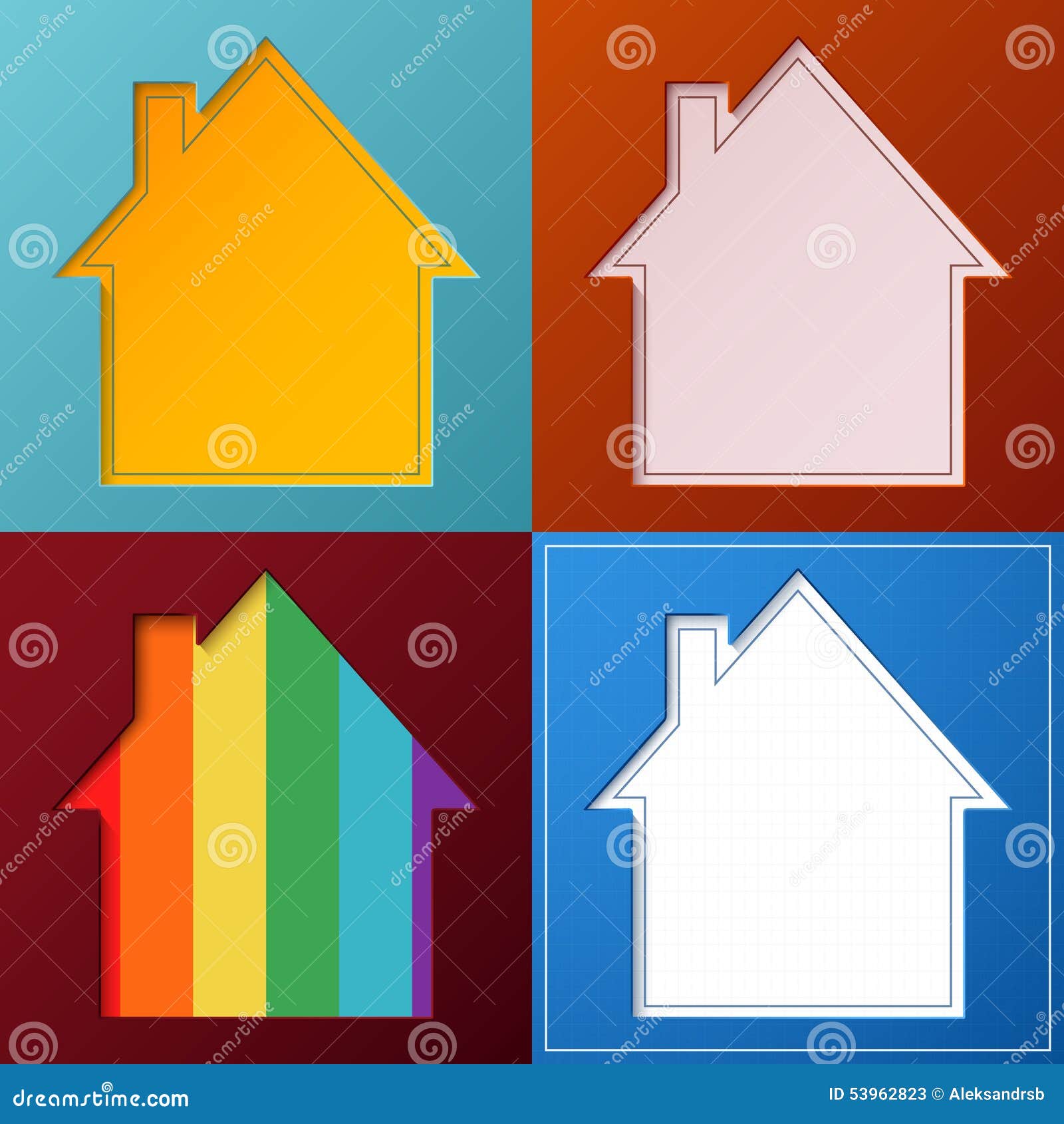 Set of Four Simple, Abstract House Backgrounds Stock Vector ...