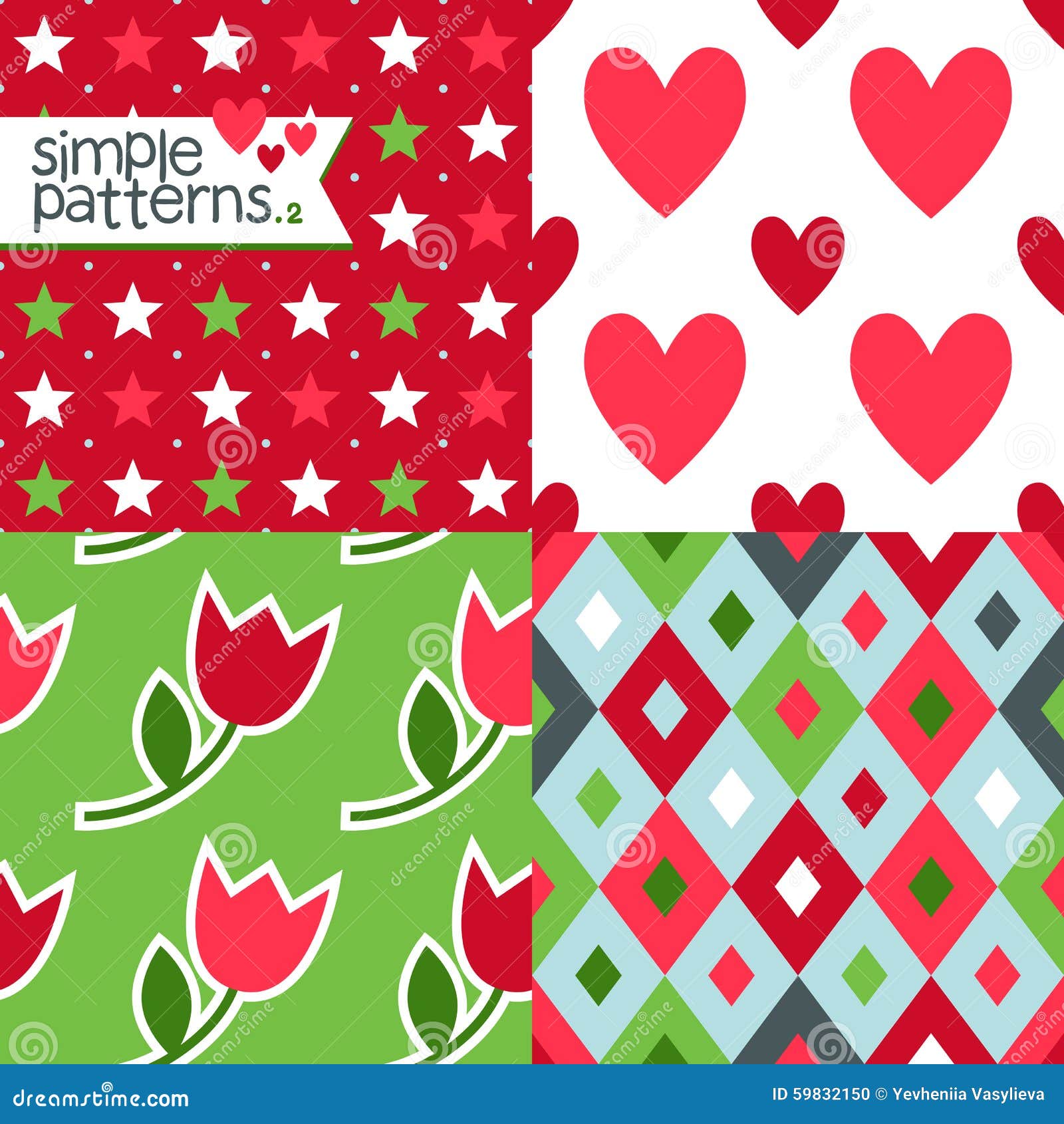 Set of Four Simple Seamless Patterns Stock Vector - Illustration of ...