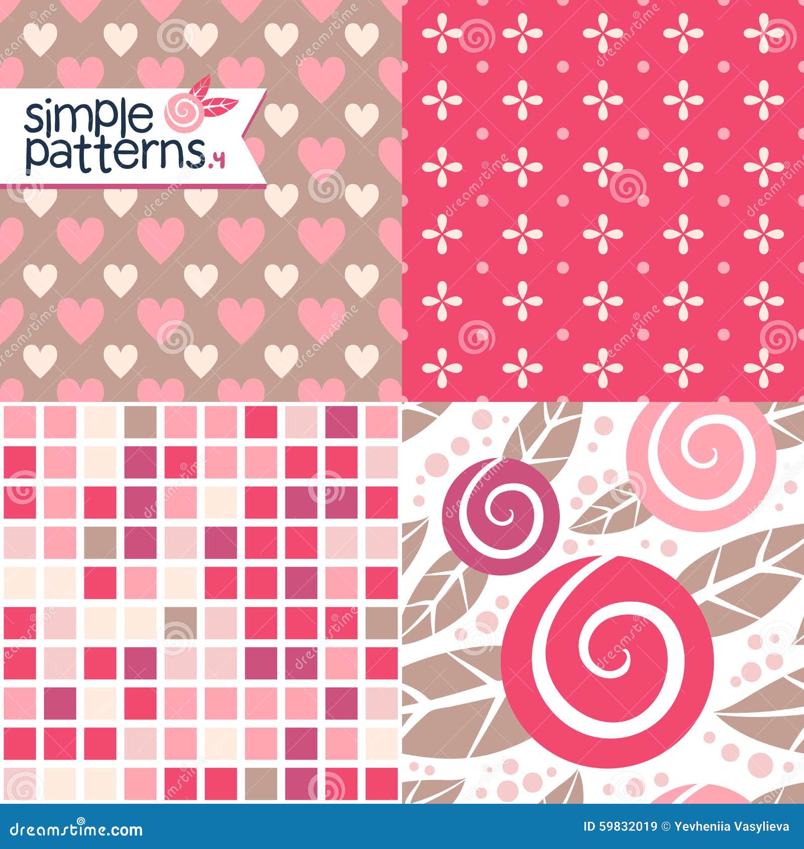 Set of Four Simple Seamless Patterns Stock Vector - Illustration of ...