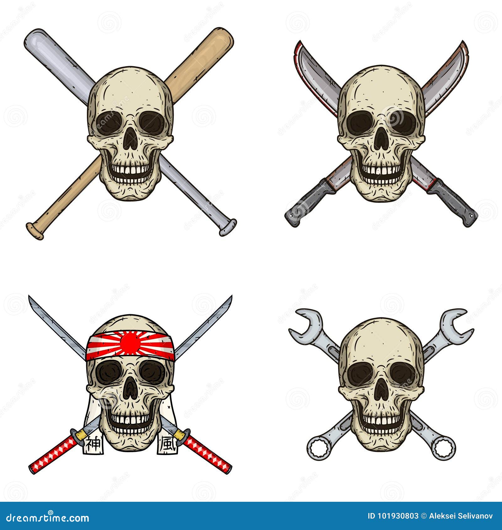 Four Skulls Backgrounds Cartoon Vector | CartoonDealer.com #10665257
