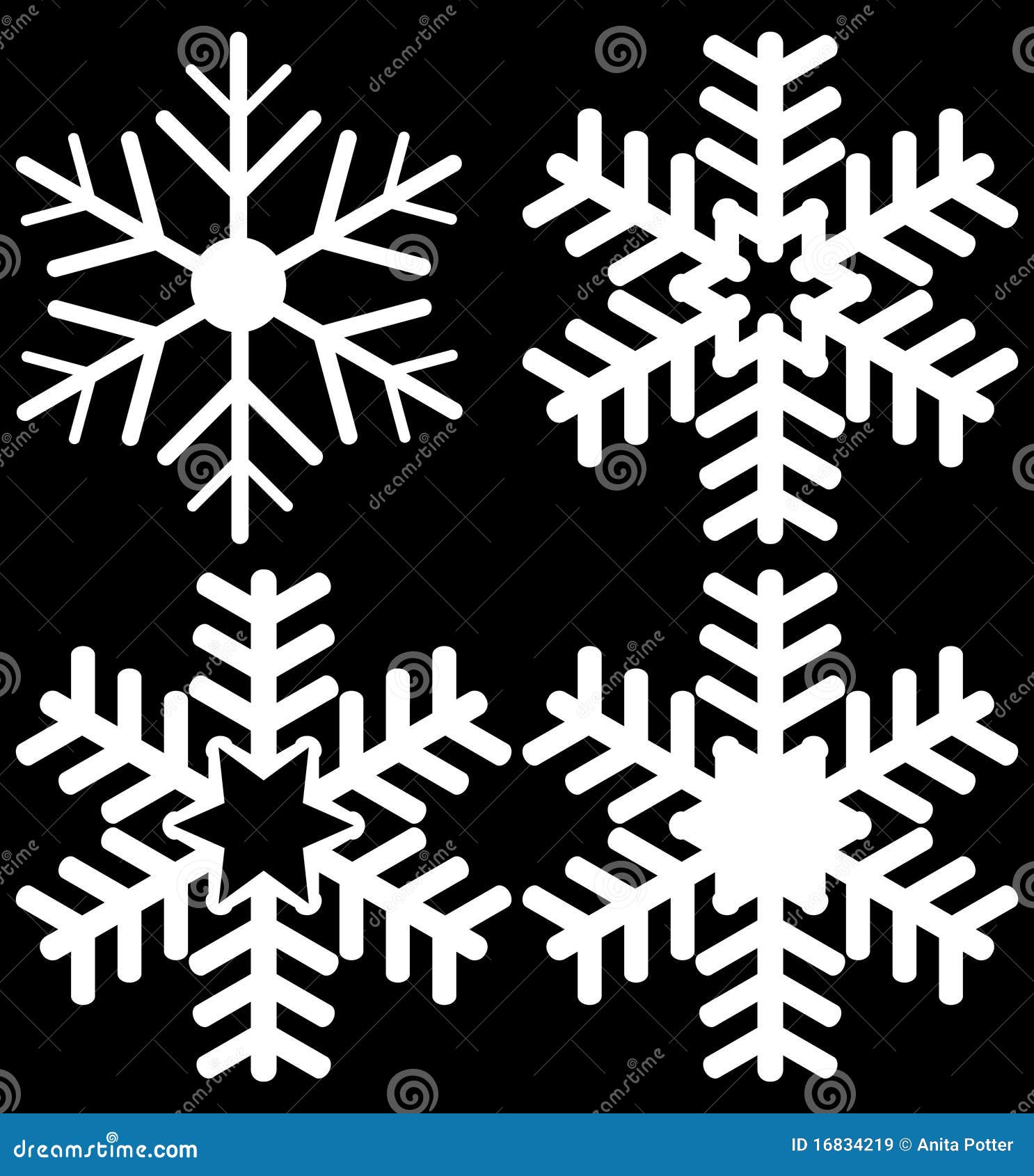 Set of Four Snowflakes stock vector. Illustration of snow - 16834219
