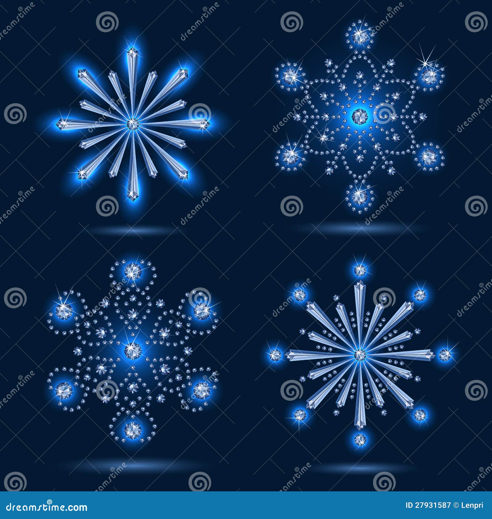 Set of four snowflakes stock vector. Illustration of celebration - 27931587
