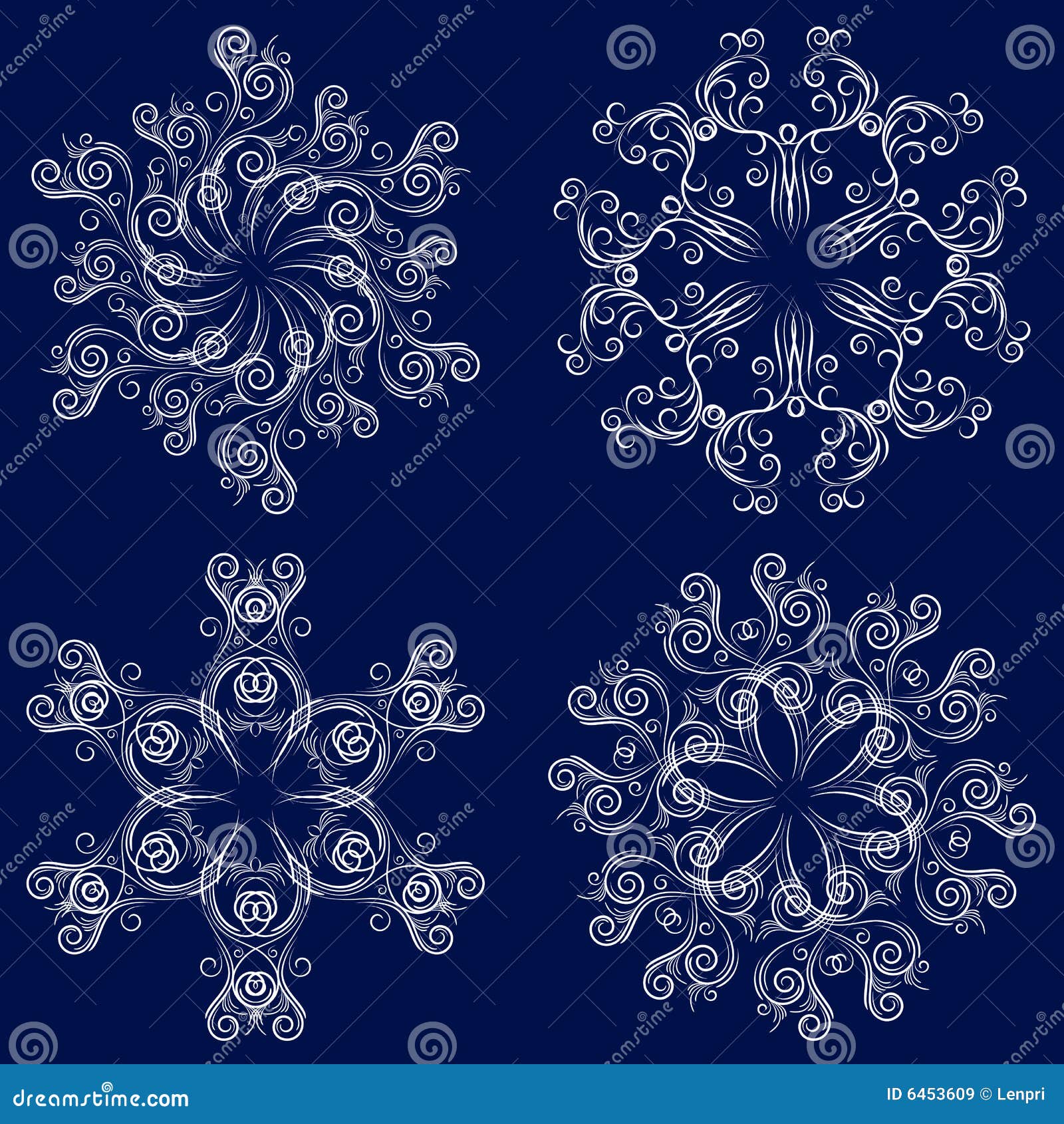 Set of four snowflakes stock vector. Illustration of decoration - 6453609
