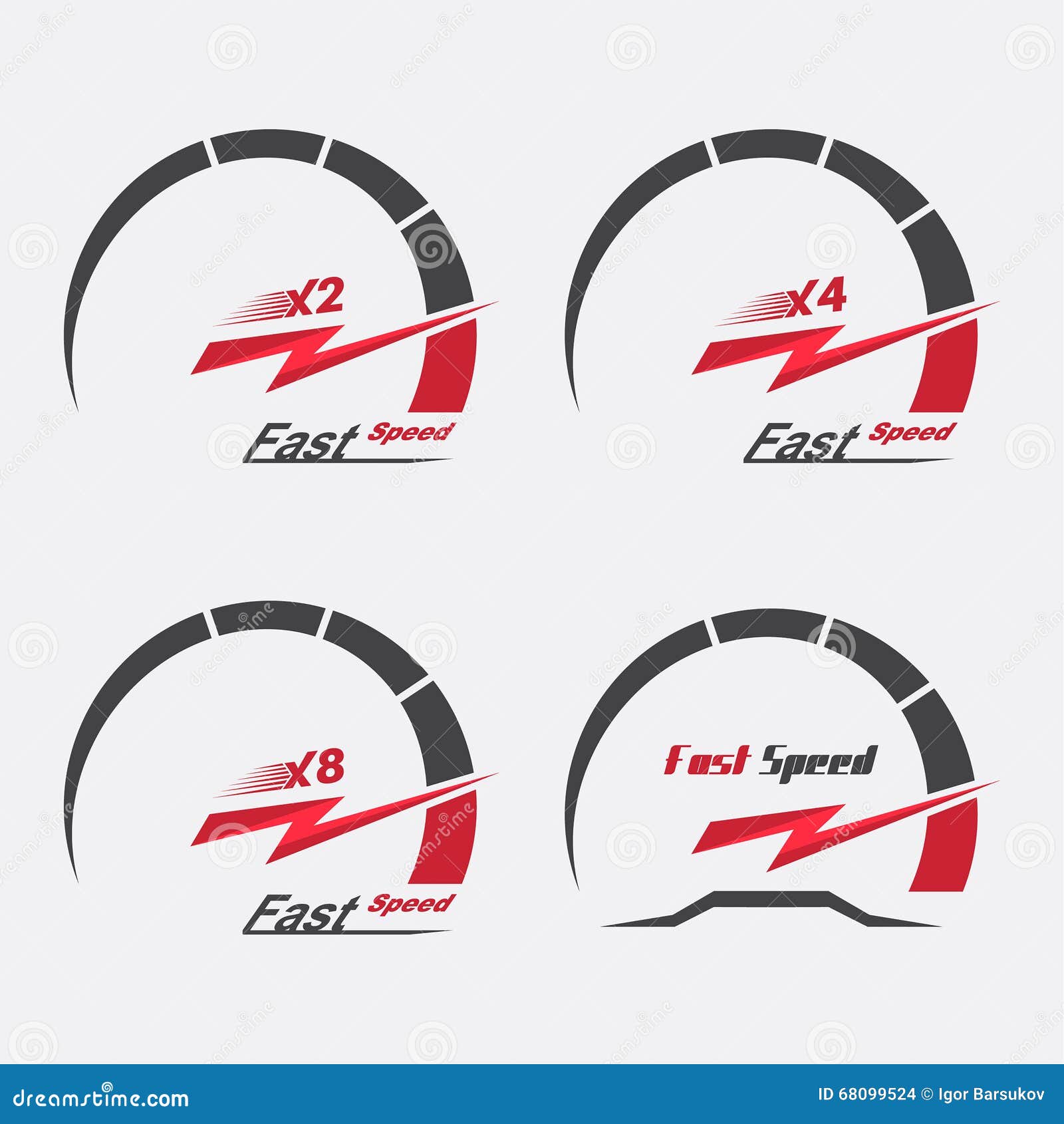 Set of Four Speedometer Scale Stock Vector - Illustration of abstract ...