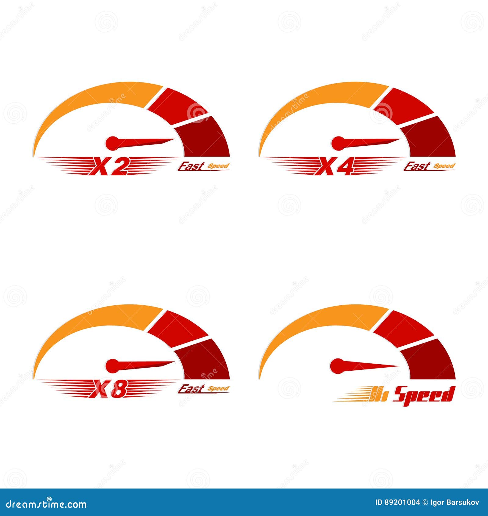 Set of Four Speedometer Scale Stock Vector - Illustration of connection ...