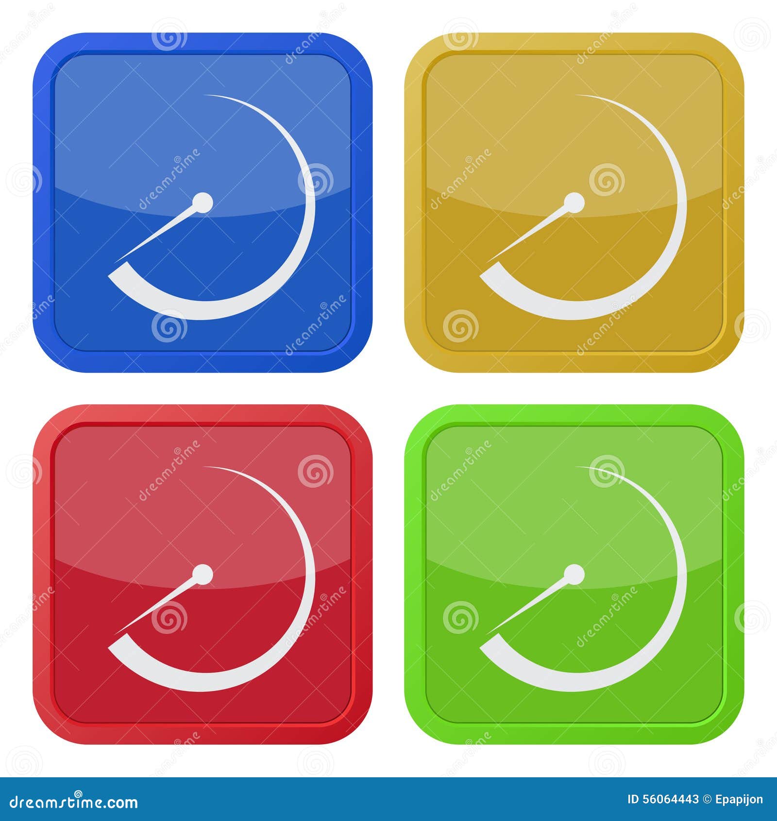 Set of Four Square Icons with Dial Symbol Stock Vector - Illustration ...