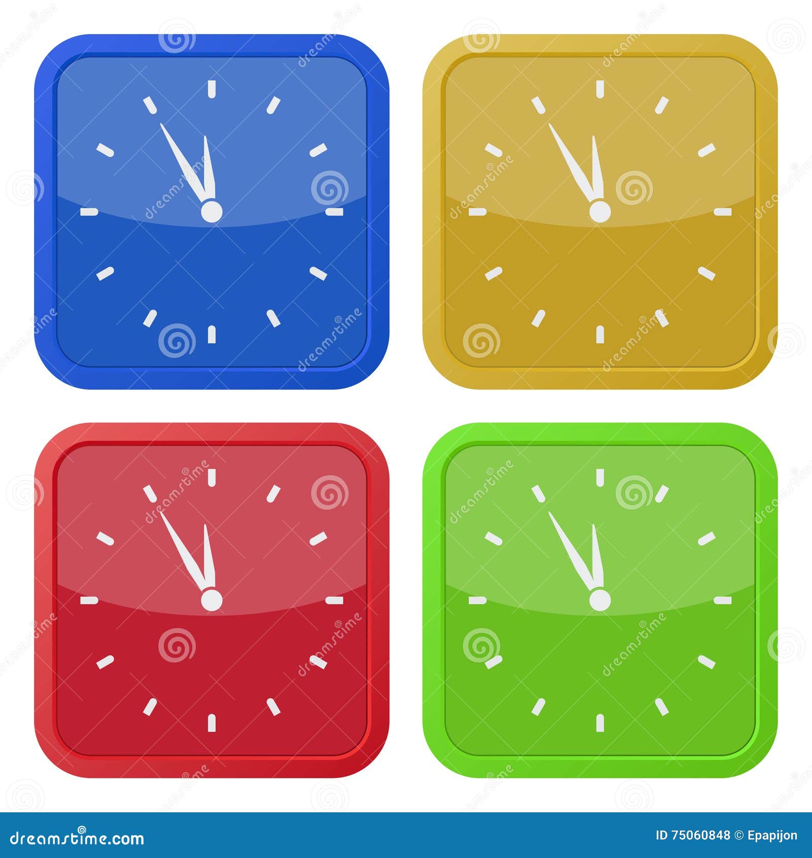 Set of Four Square Icons with Last Minute Clock Stock Vector ...