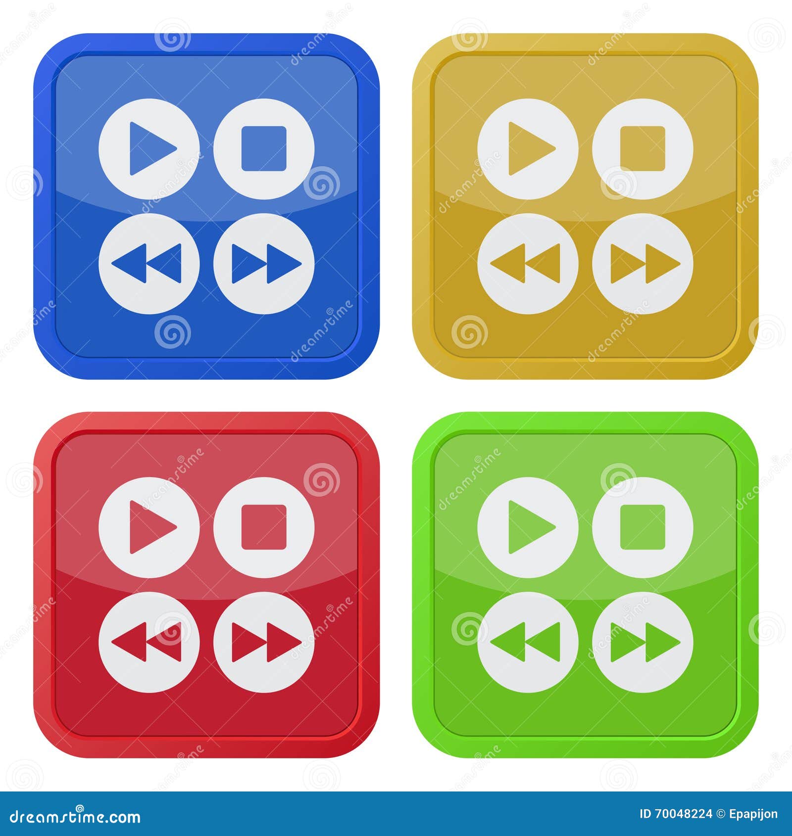 Set of Four Square Icons - Music Control Buttons Stock Vector ...