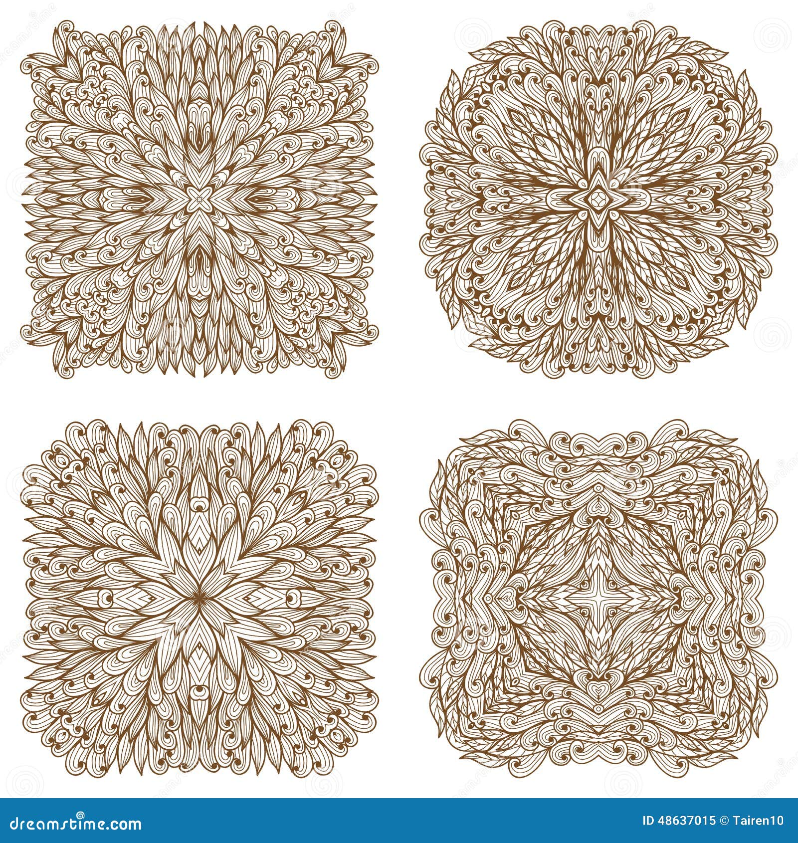 Set of Four Square Mehandi Ornaments Stock Vector - Illustration of ...