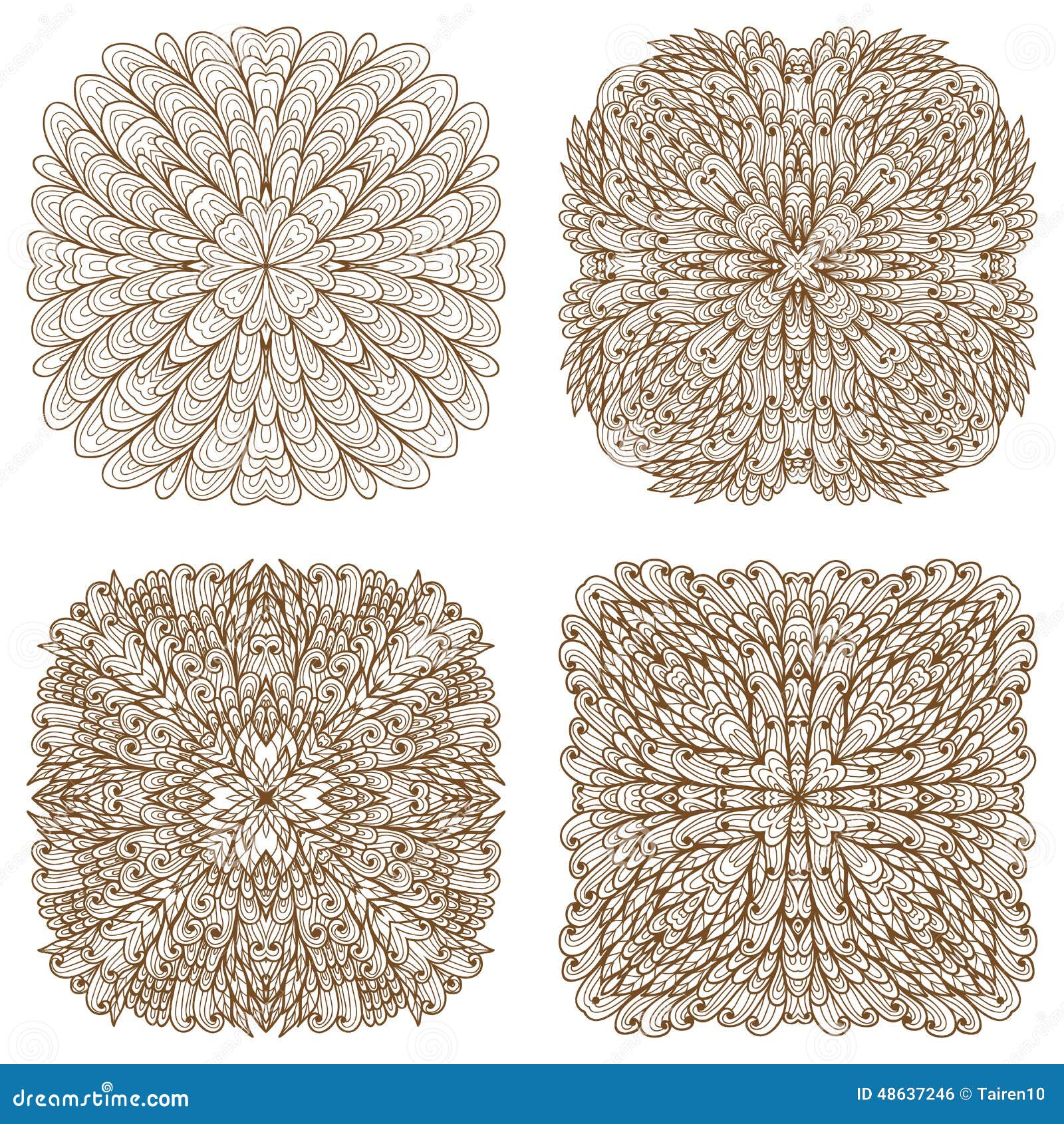 Set of Four Square Mehandi Ornaments Stock Vector - Illustration of ...