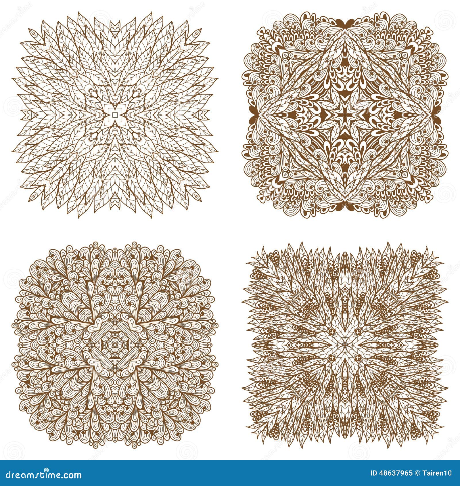 Set of Four Square Mehandi Ornaments Stock Vector - Illustration of ...