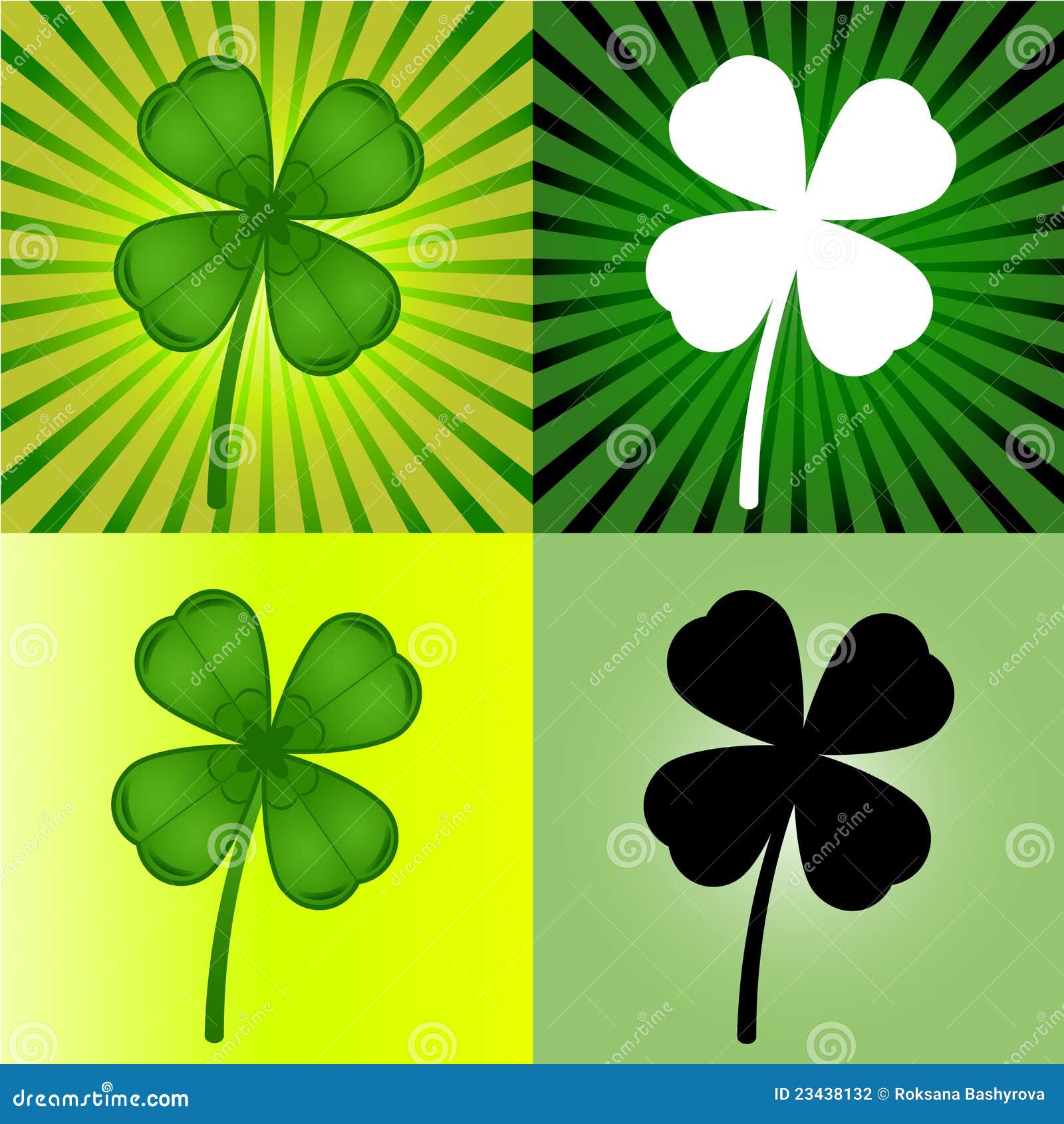 Set Of Four Stylized Clover Leaves Vector Illustration | CartoonDealer ...