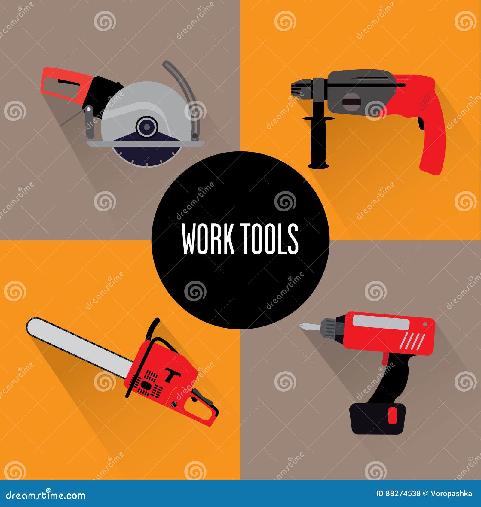 Set of four tools stock vector. Illustration of timber - 88274538