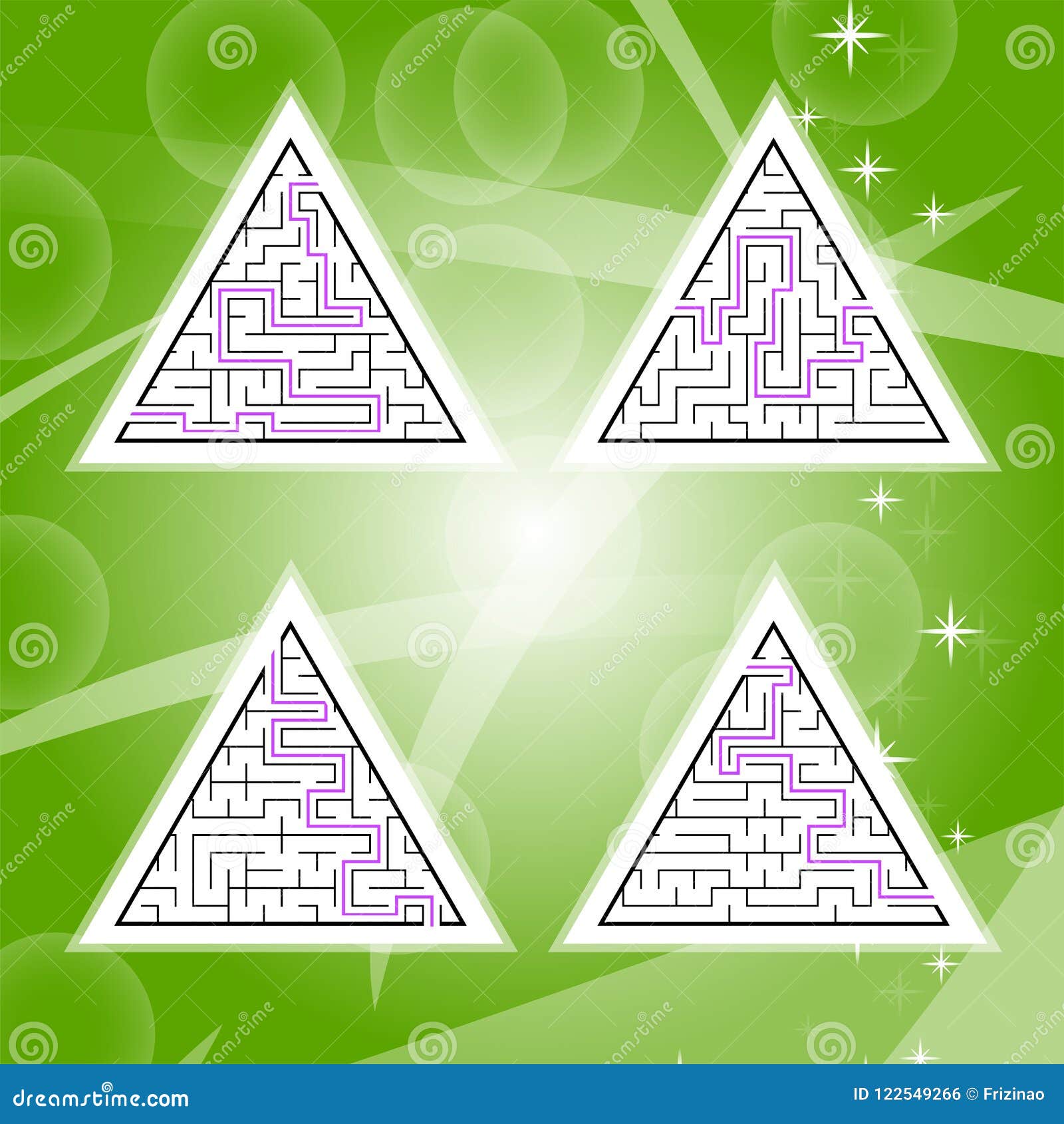 A Set of Four Triangular Labyrinths with a Black Stroke. a Game for ...