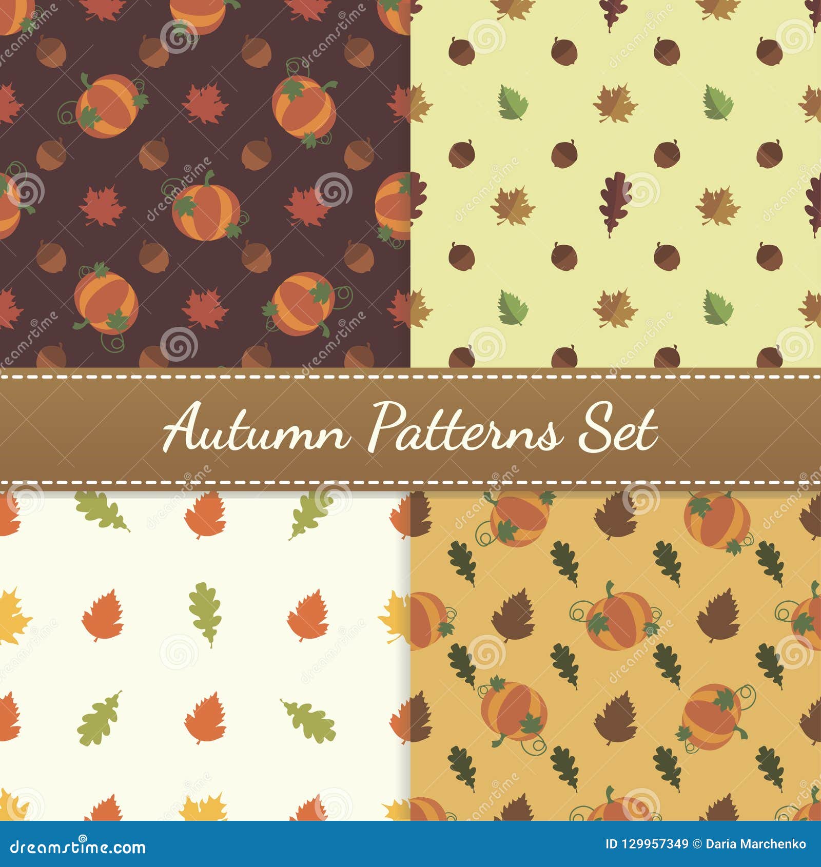 Autumn Patterns Vector Set stock vector. Illustration of chic - 129957349