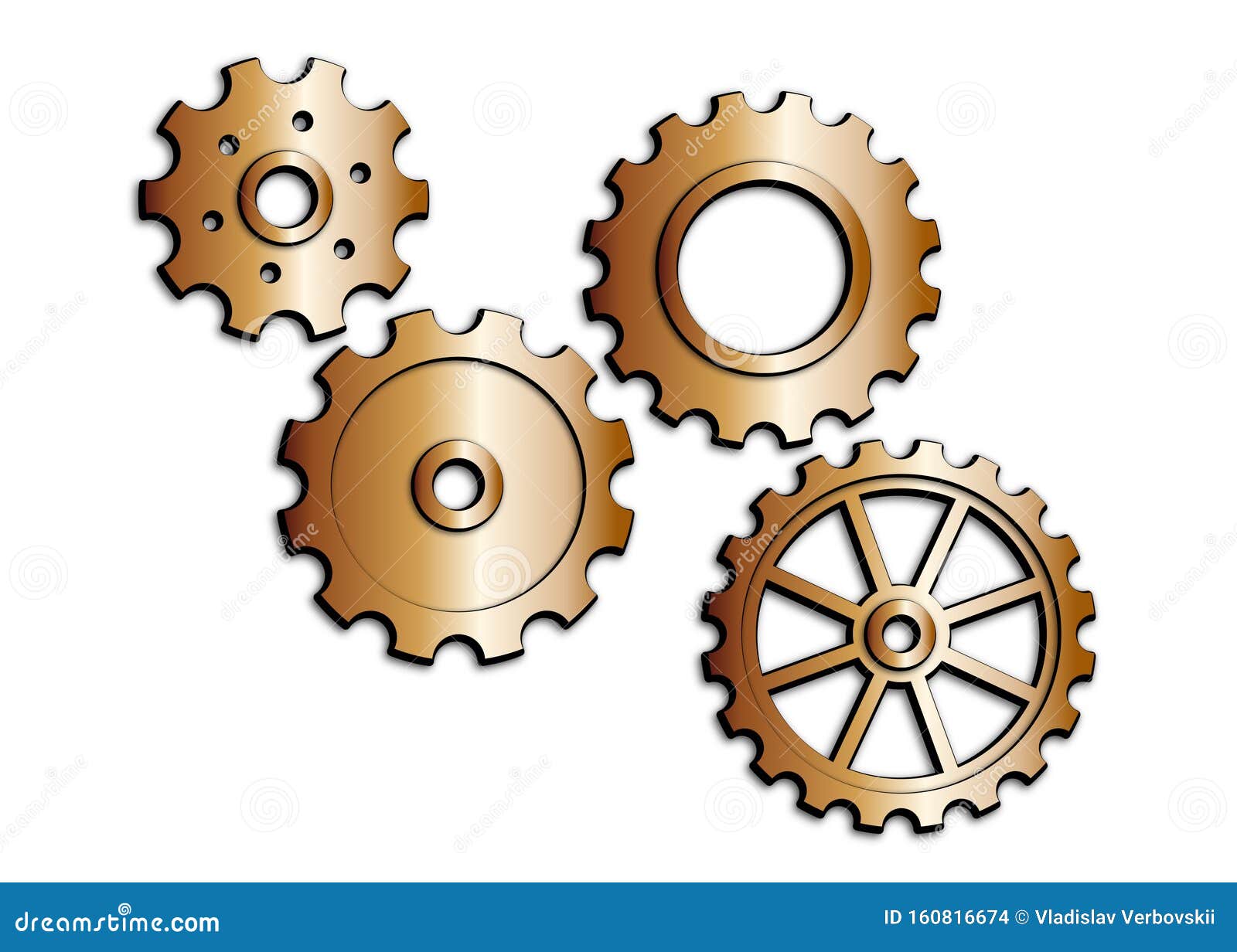 Set of Four Vector Colored Copper Metal Gears Stock Vector ...
