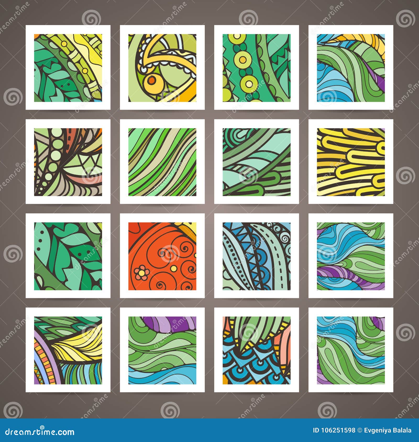 Set of Four Vector Colorful Intricate Patterns. Doodle Stock Vector ...