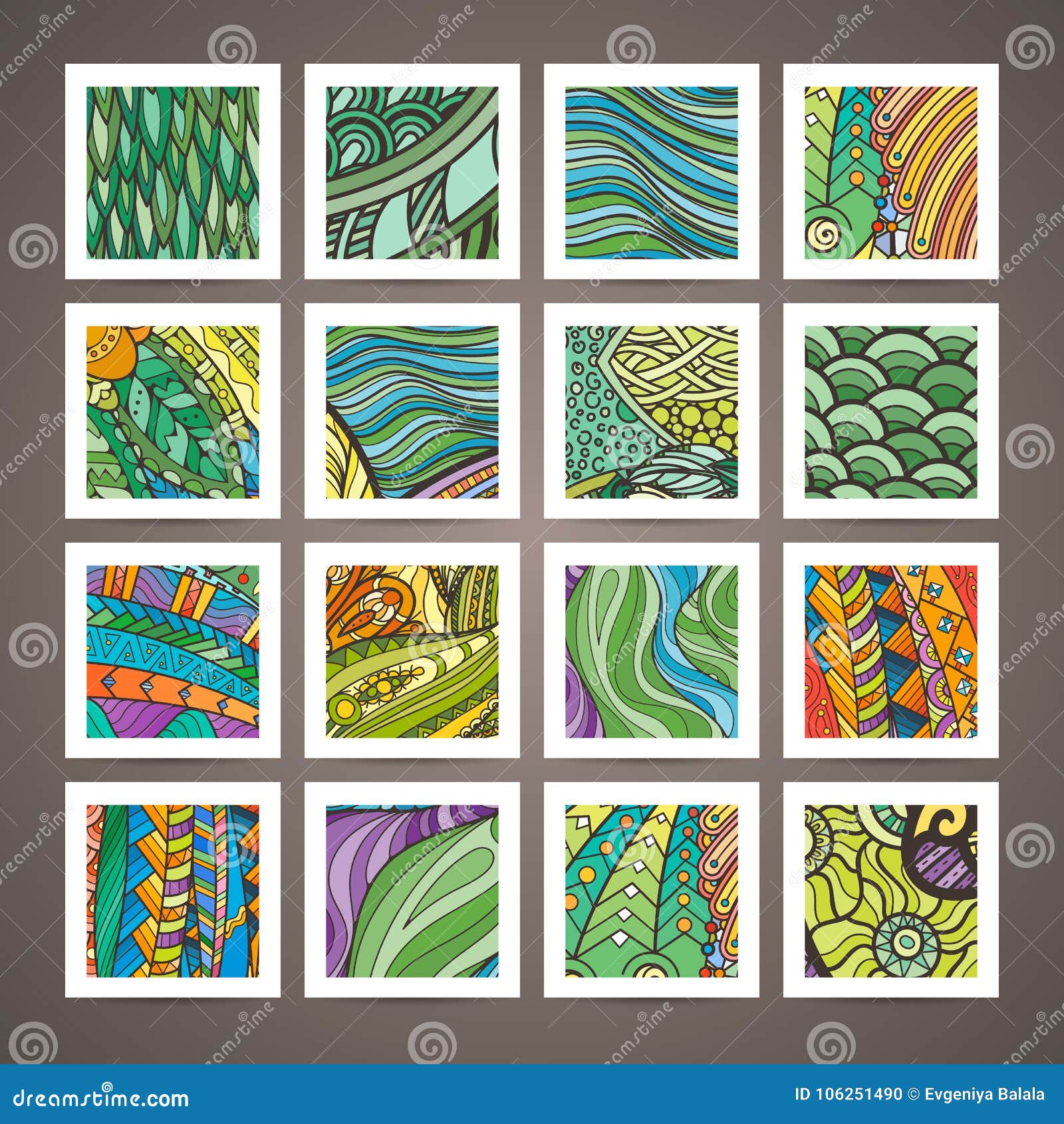 Set of Four Vector Colorful Intricate Patterns. Doodle Stock Vector ...