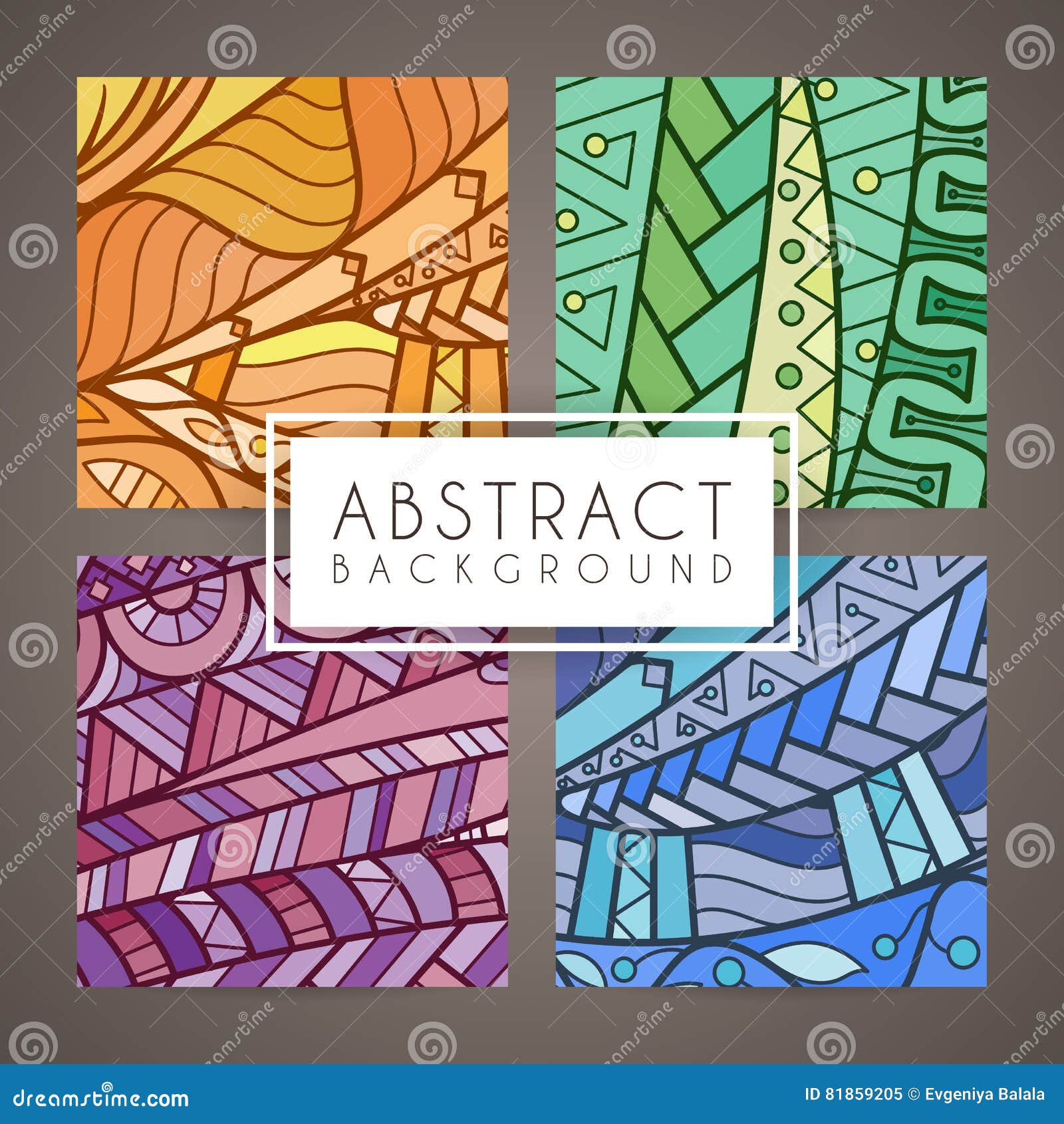 Set of Four Vector Colorful Intricate Patterns. Doodle Stock Vector ...