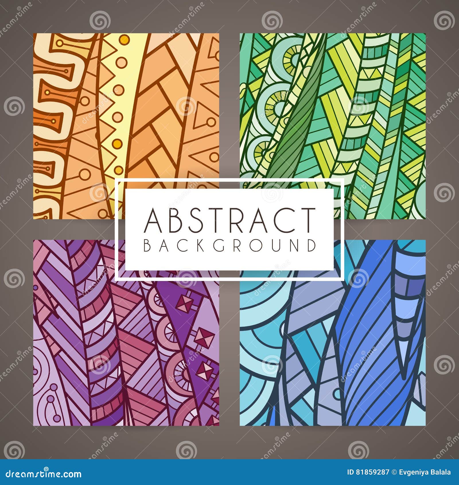 Set of Four Vector Colorful Intricate Patterns. Doodle Stock Vector ...
