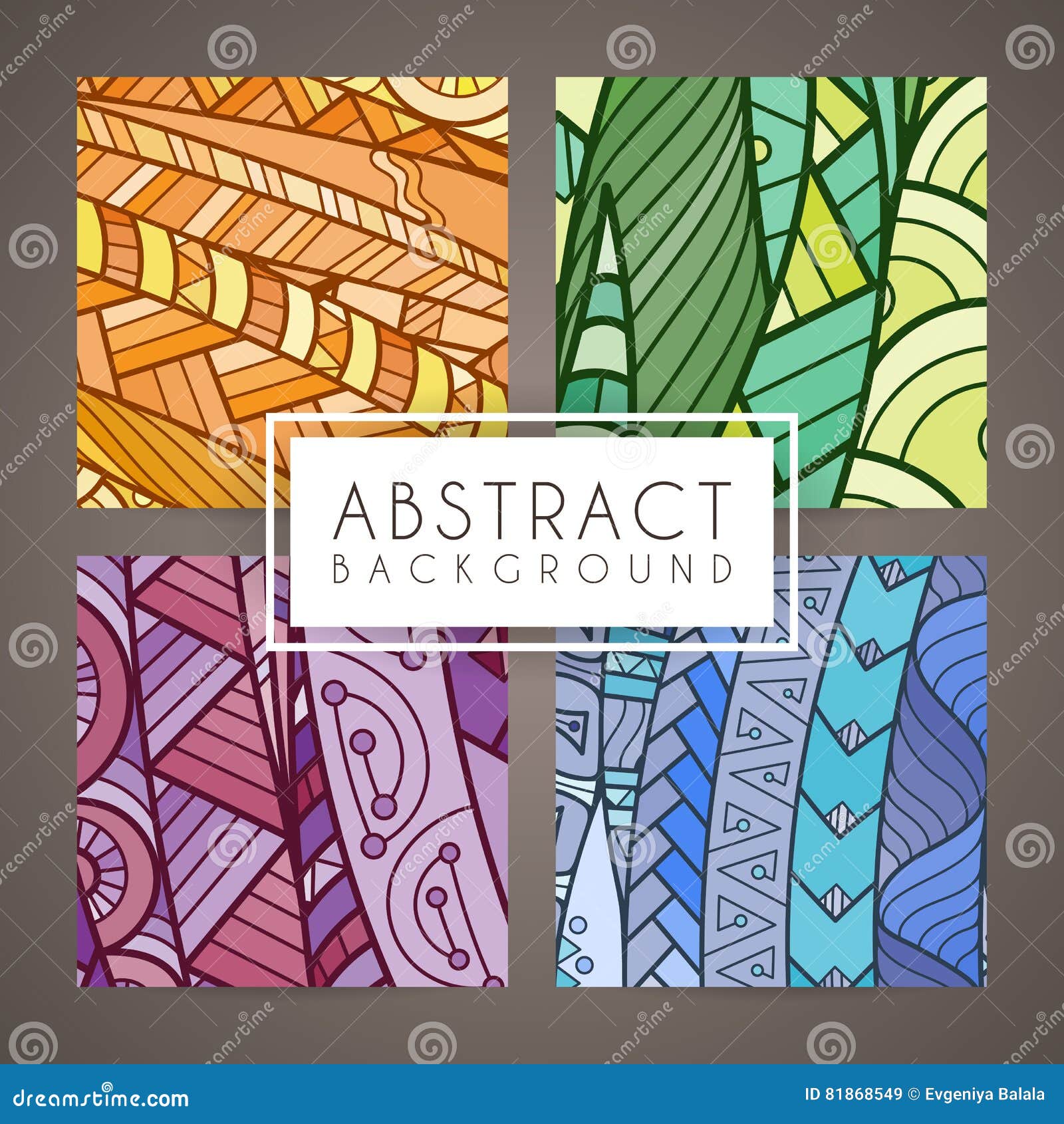 Set of Four Vector Colorful Intricate Patterns. Doodle Stock Vector ...
