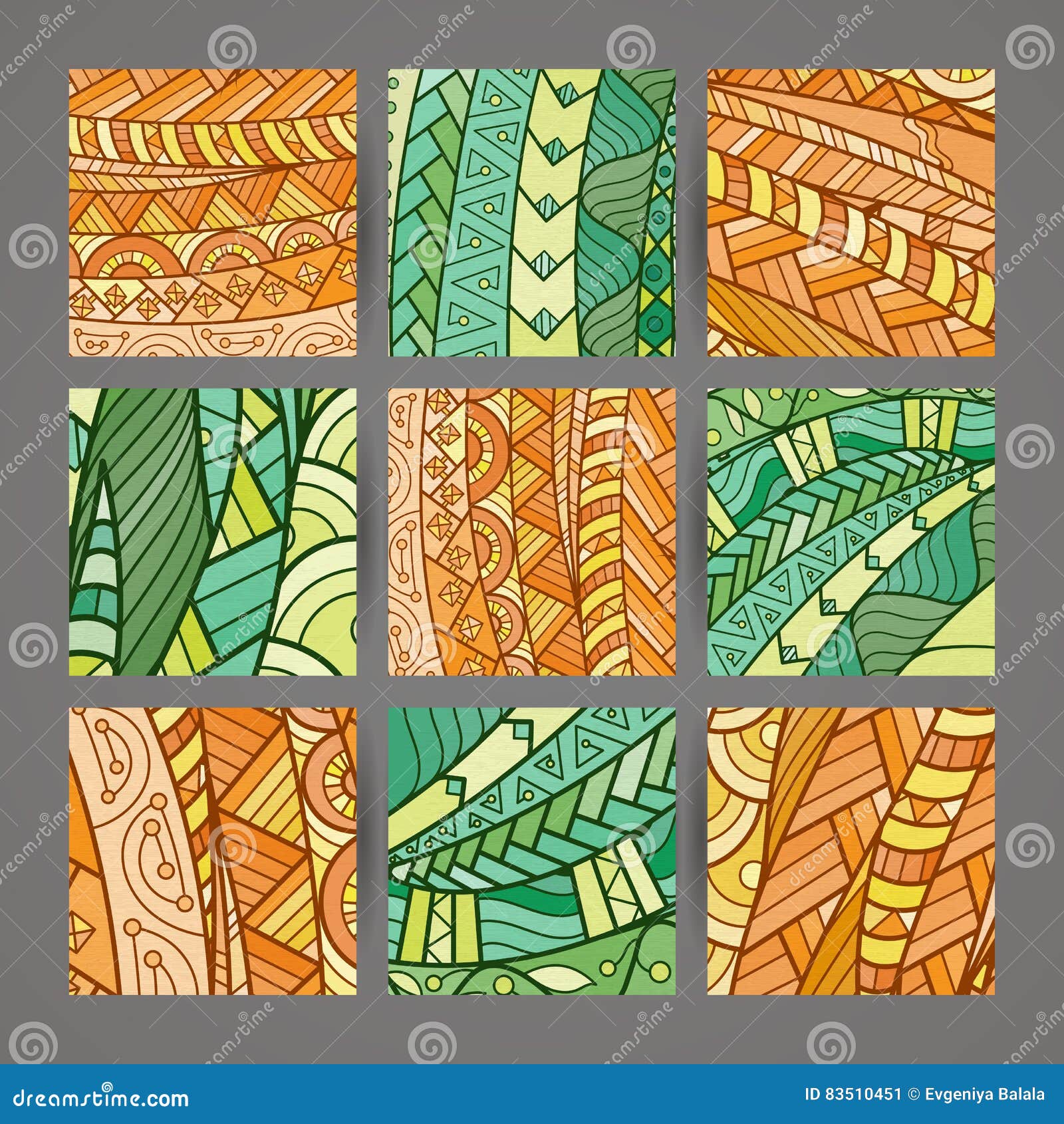 Set of Four Vector Colorful Intricate Patterns. Doodle Stock Vector ...