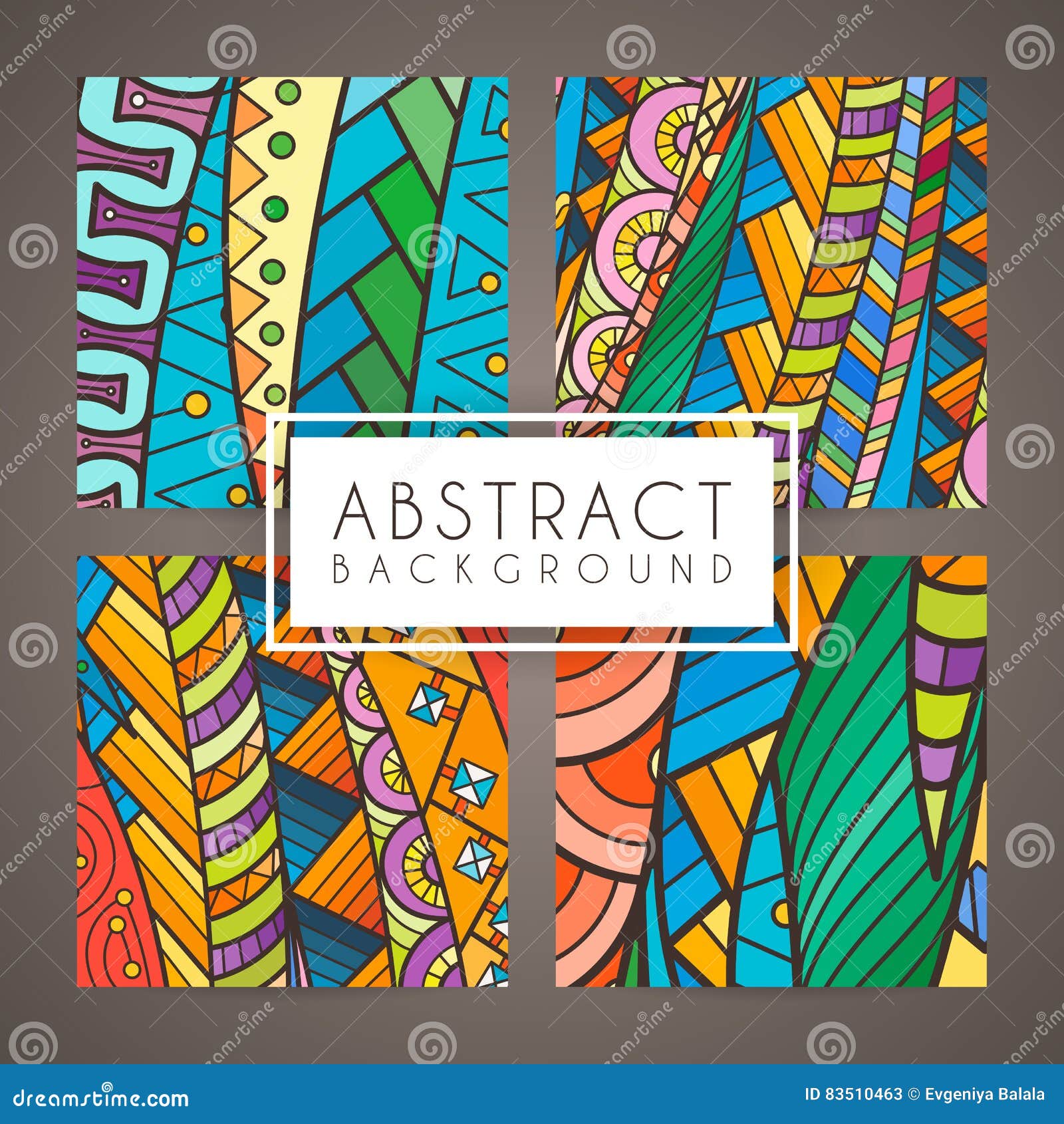 Set of Four Vector Colorful Intricate Patterns. Doodle Stock Vector ...