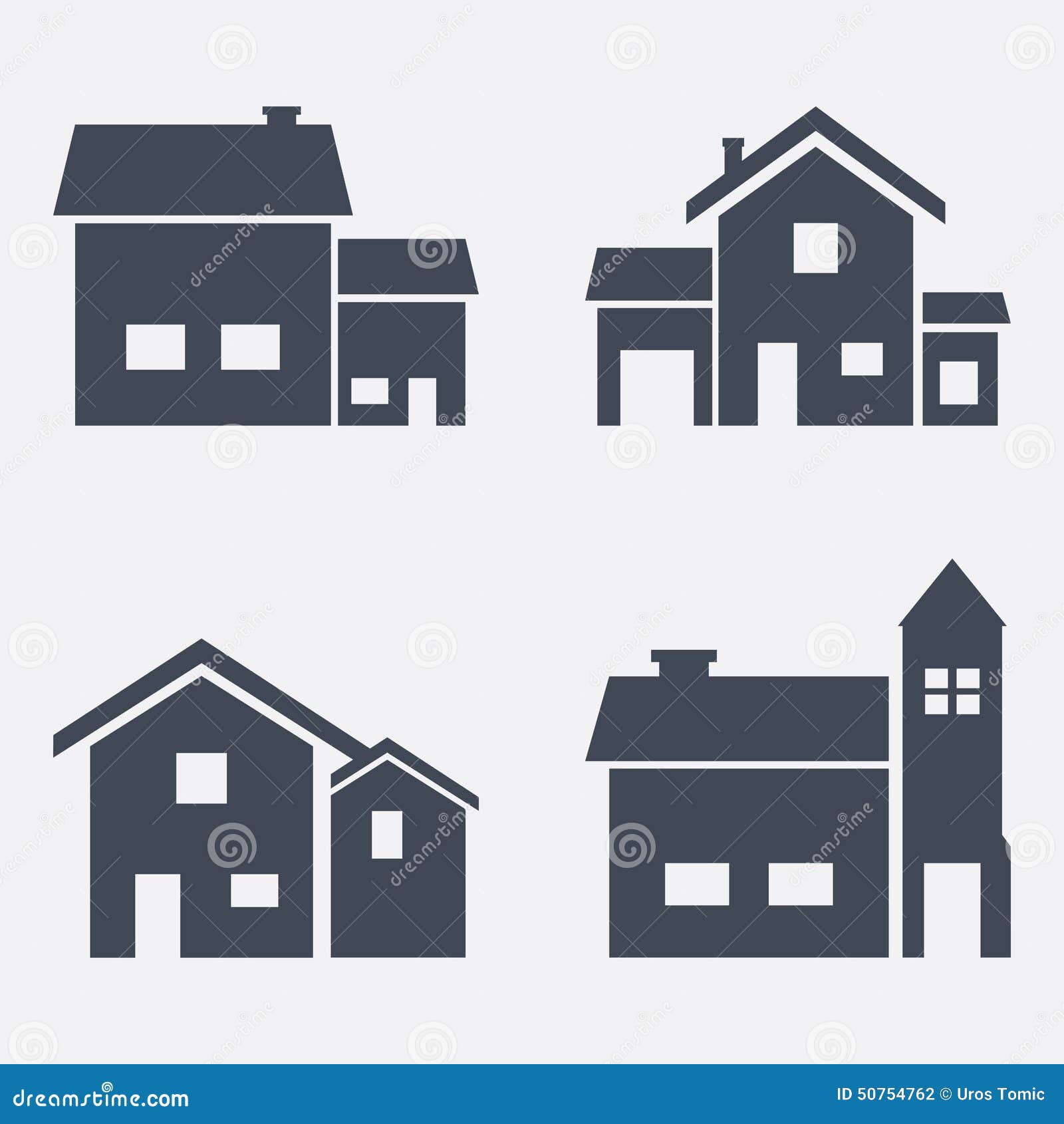 Set of four vector houses. stock vector. Illustration of residential ...