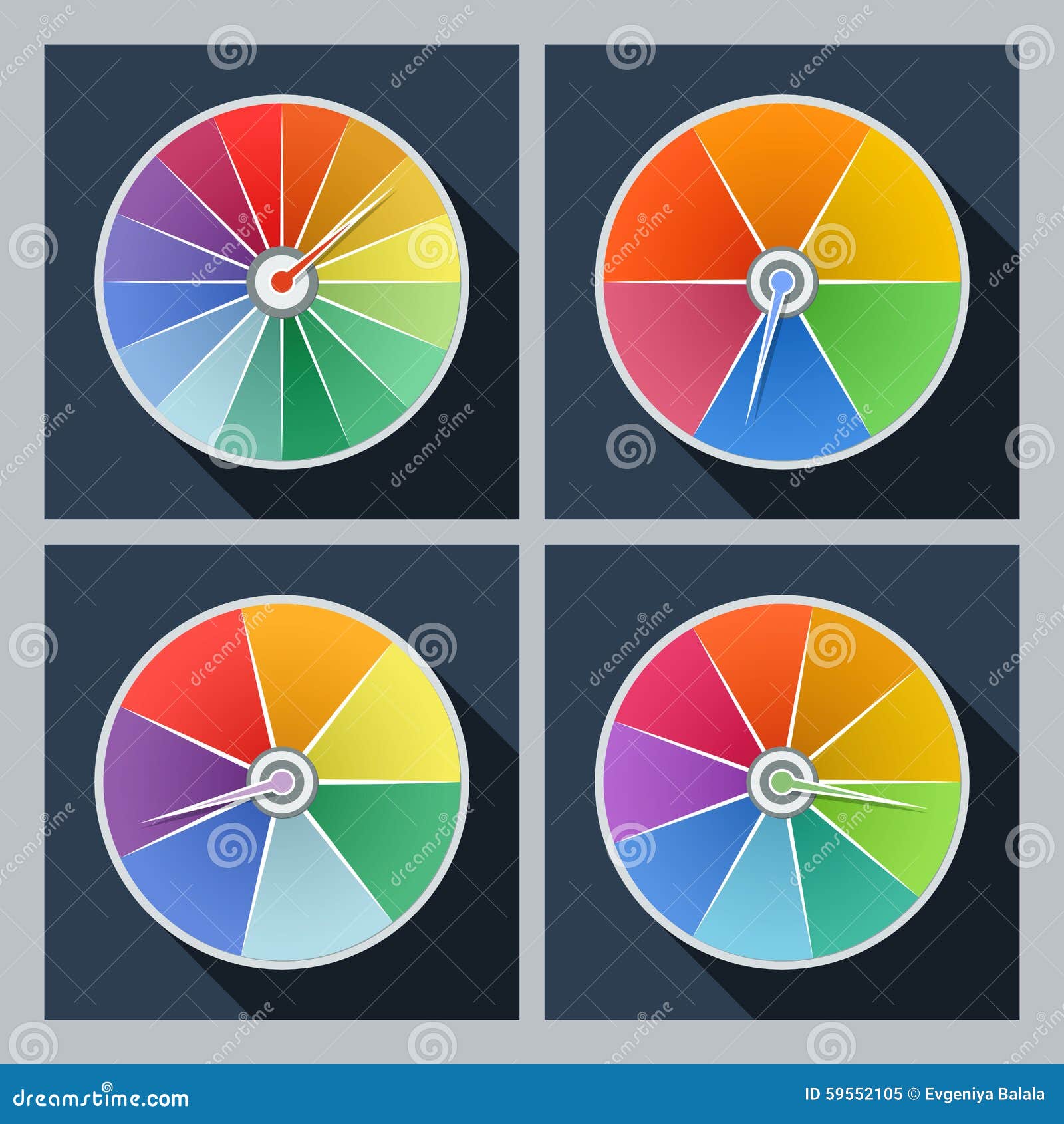 Set of Four Vector Icons with Color Circles Stock Vector - Illustration ...