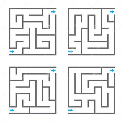 Set of four vector mazes stock vector. Illustration of entrance - 39486538
