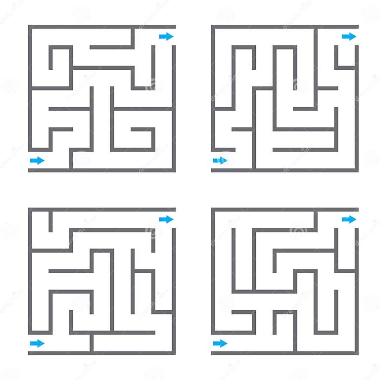 Set of four vector mazes stock vector. Illustration of entrance - 39486538