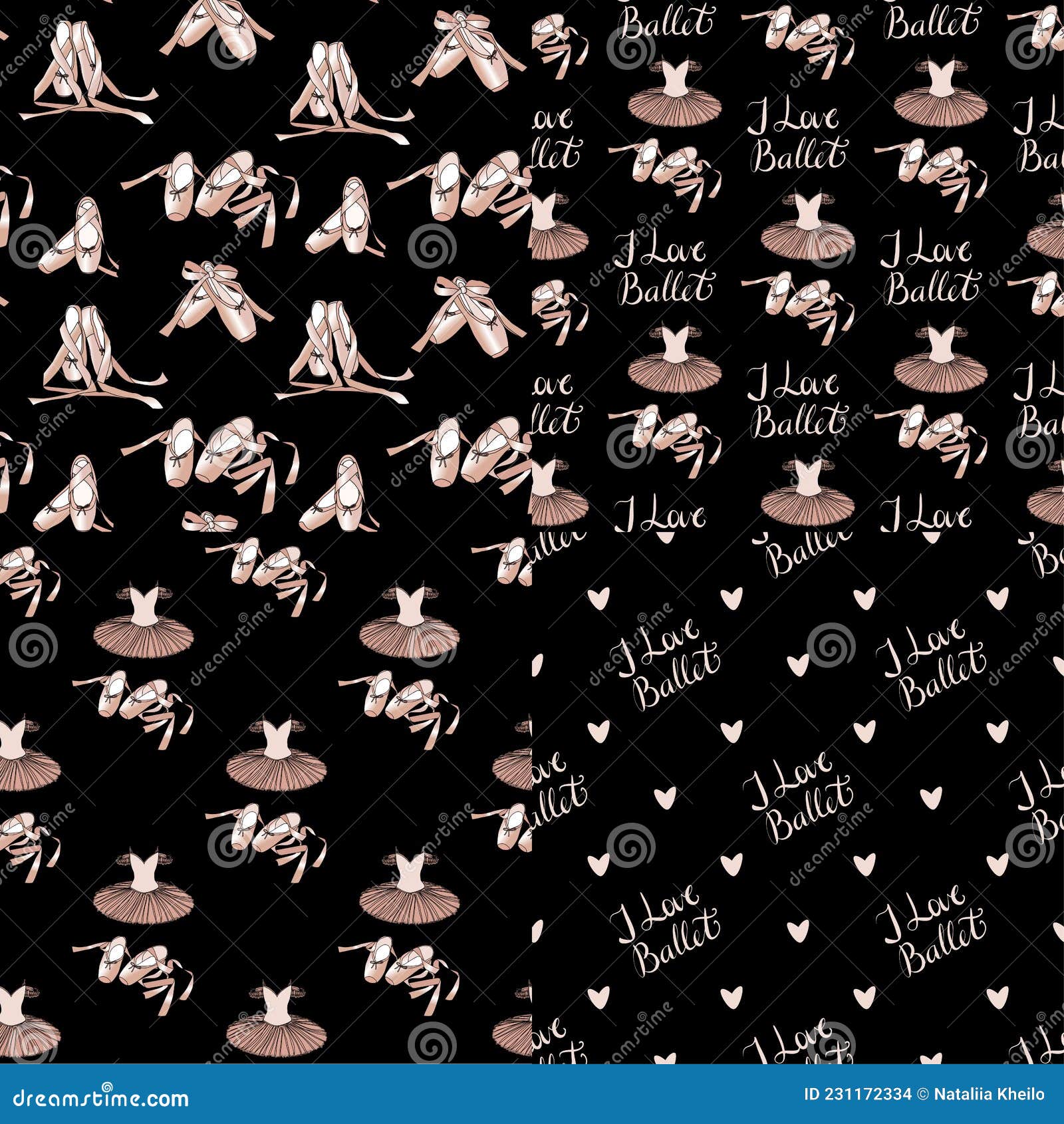 A Set of Four Seamless Pattern on a Ballet Theme Stock Vector ...