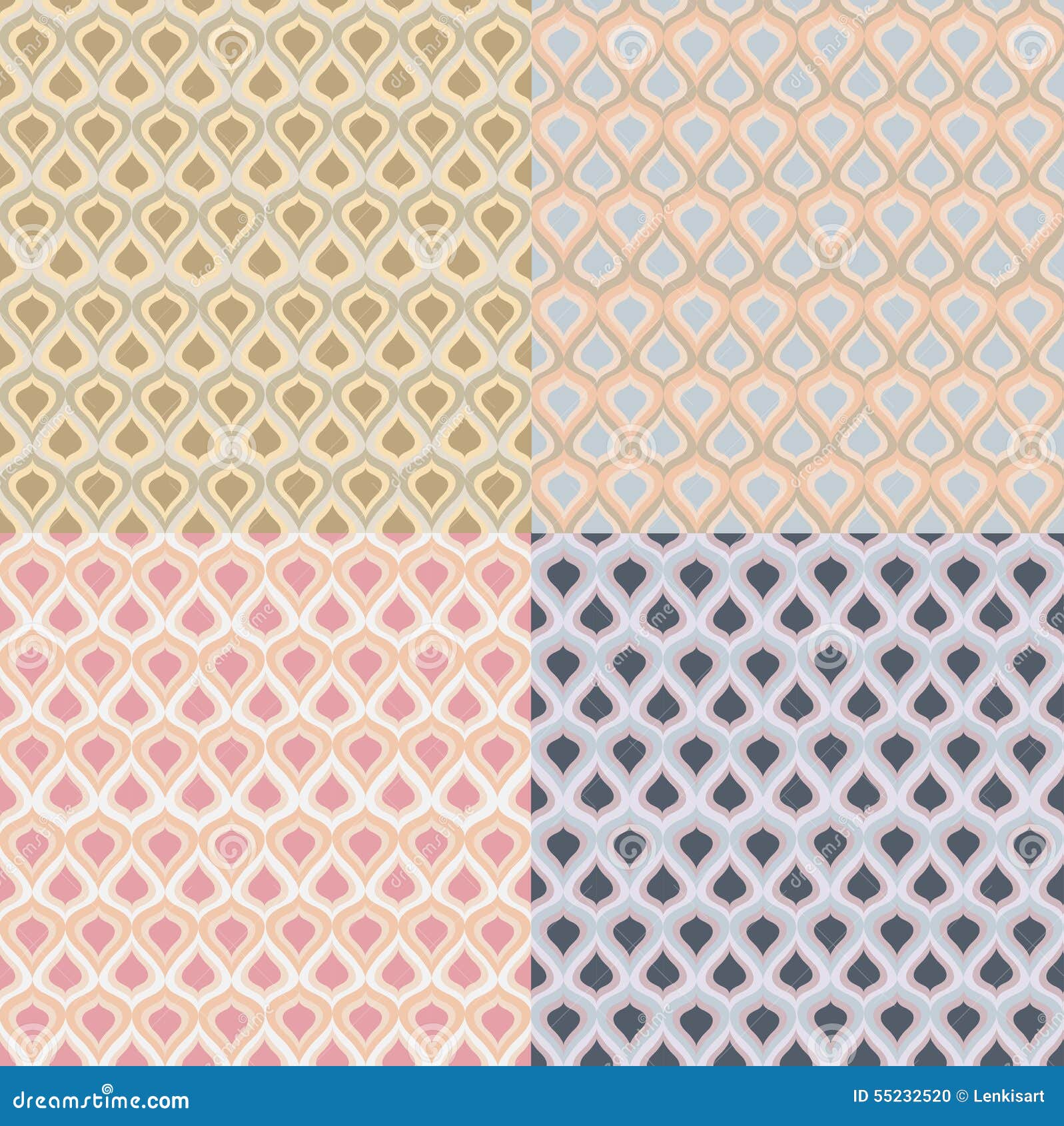 Set of Four Vector Vintage Patterns in Pastel Colors Stock Vector ...