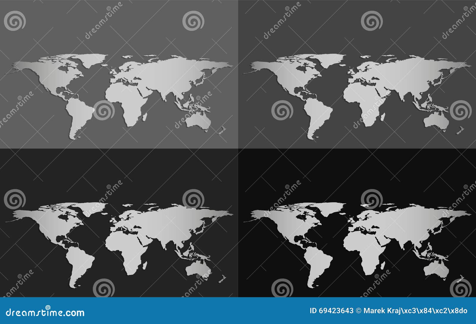Grayscale World Map Illustration Cartoon Vector | CartoonDealer.com ...