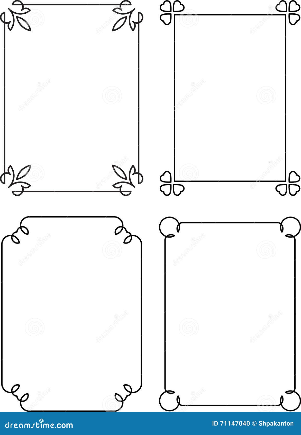 Set of Four Very Simle Calligraphic Frames Stock Vector - Illustration ...