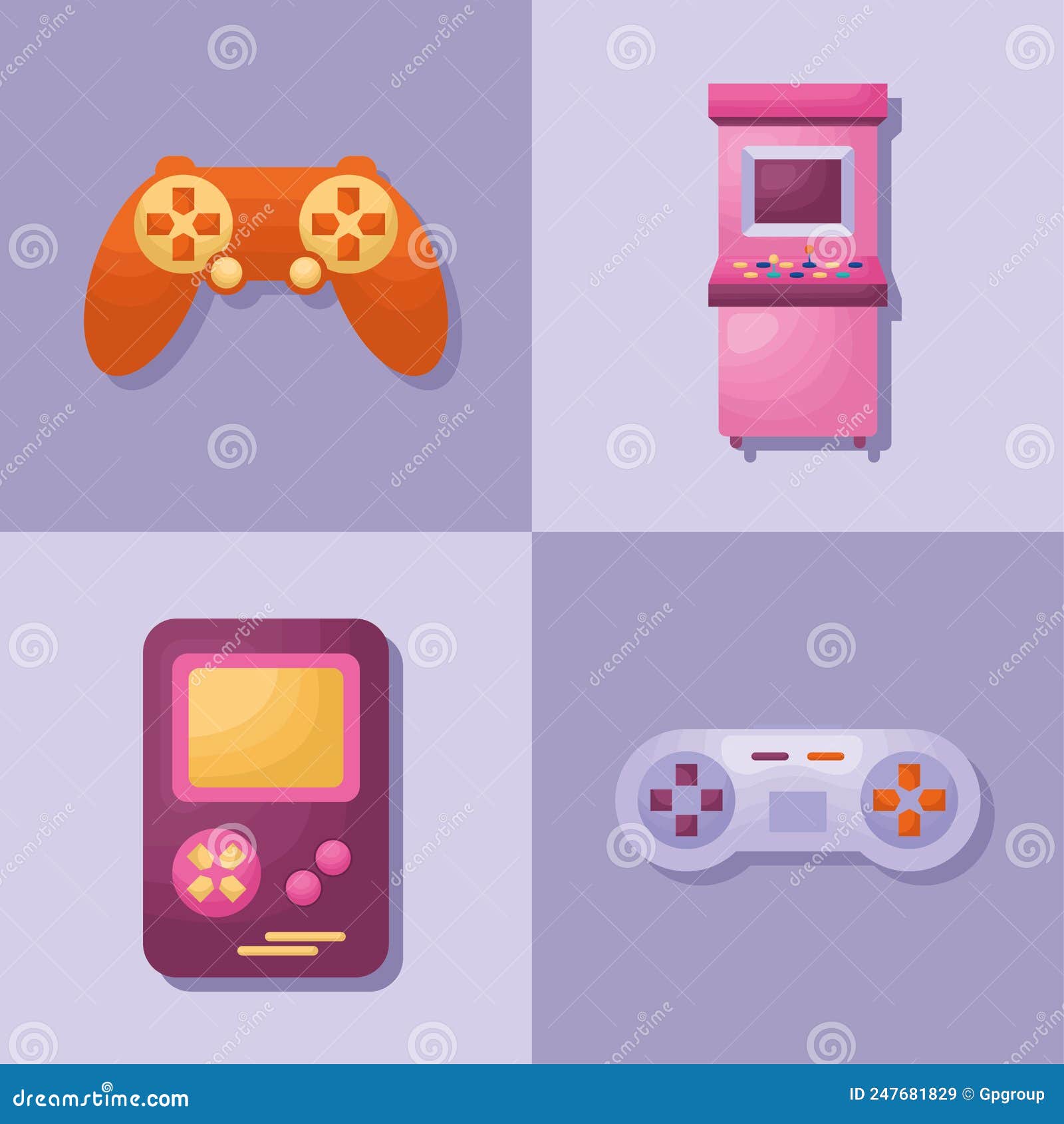 Four video games items stock vector. Illustration of game - 247681829