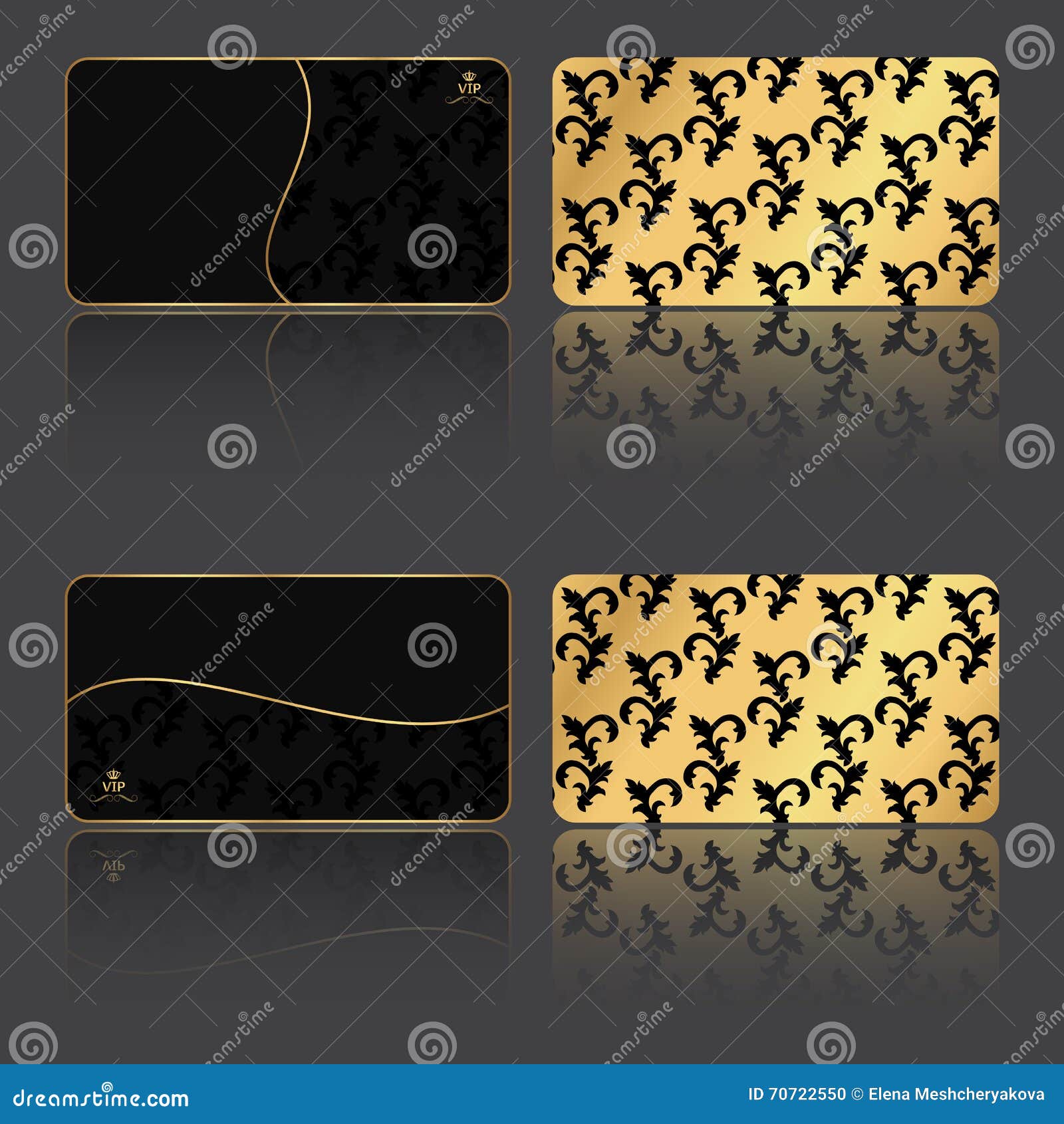 Set of Four VIP-card in Vintage Style, Pattern Cards and Half the Gold ...