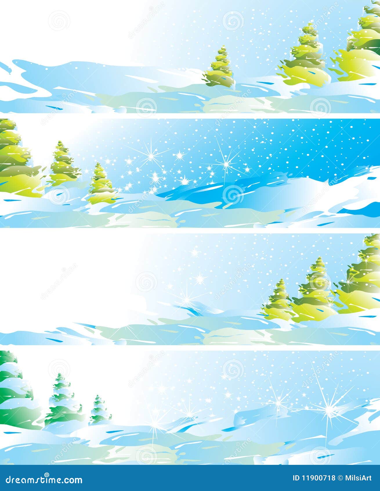 Set of Four Winter Landscape Banners Stock Vector - Illustration of ...