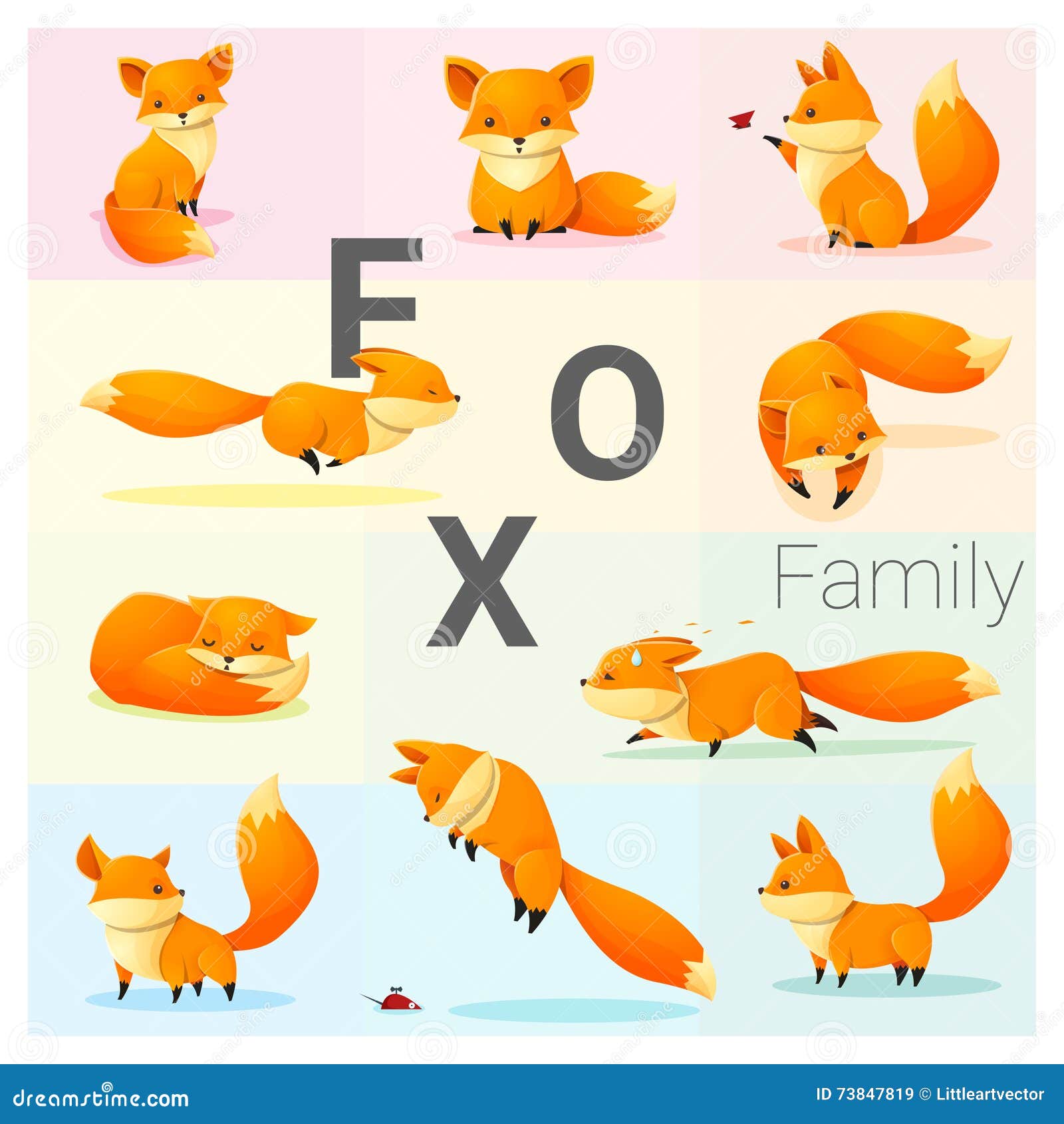 Set of Fox family stock vector. Illustration of mascot - 73847819