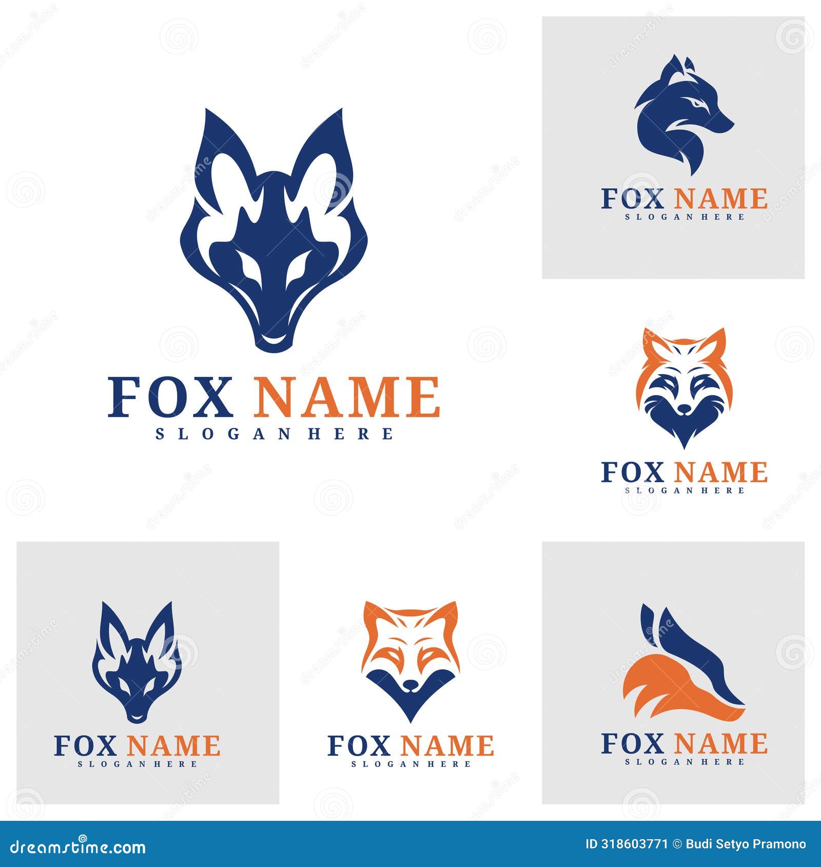 Set of Fox Logo Vector Template, Creative Fox Head Logo Design Concepts ...