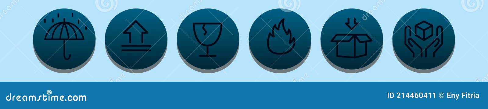 Set of Fragile Cartoon Icon Design Template with Various Models. Vector ...