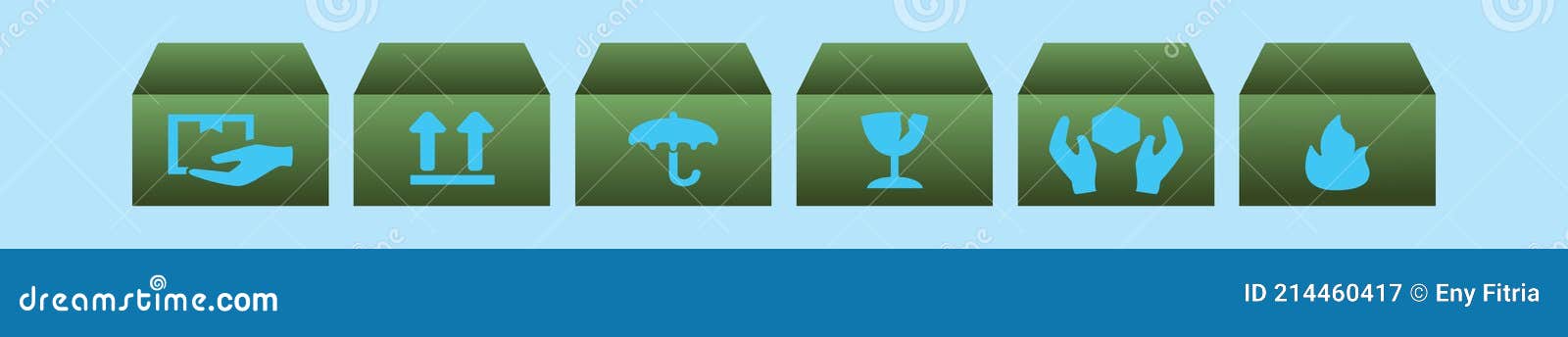 Set of Fragile Cartoon Icon Design Template with Various Models. Vector ...