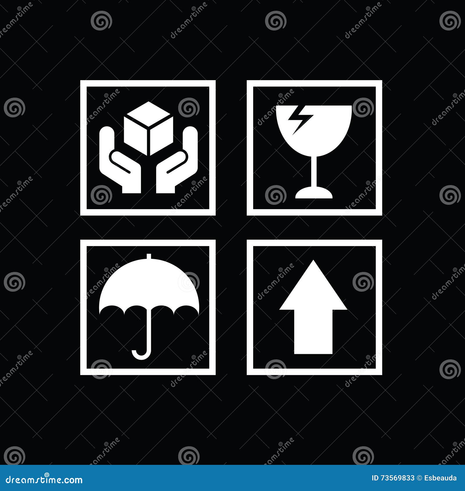 Set Of Fragile Symbols For Box Cartoon Vector | CartoonDealer.com #73569815